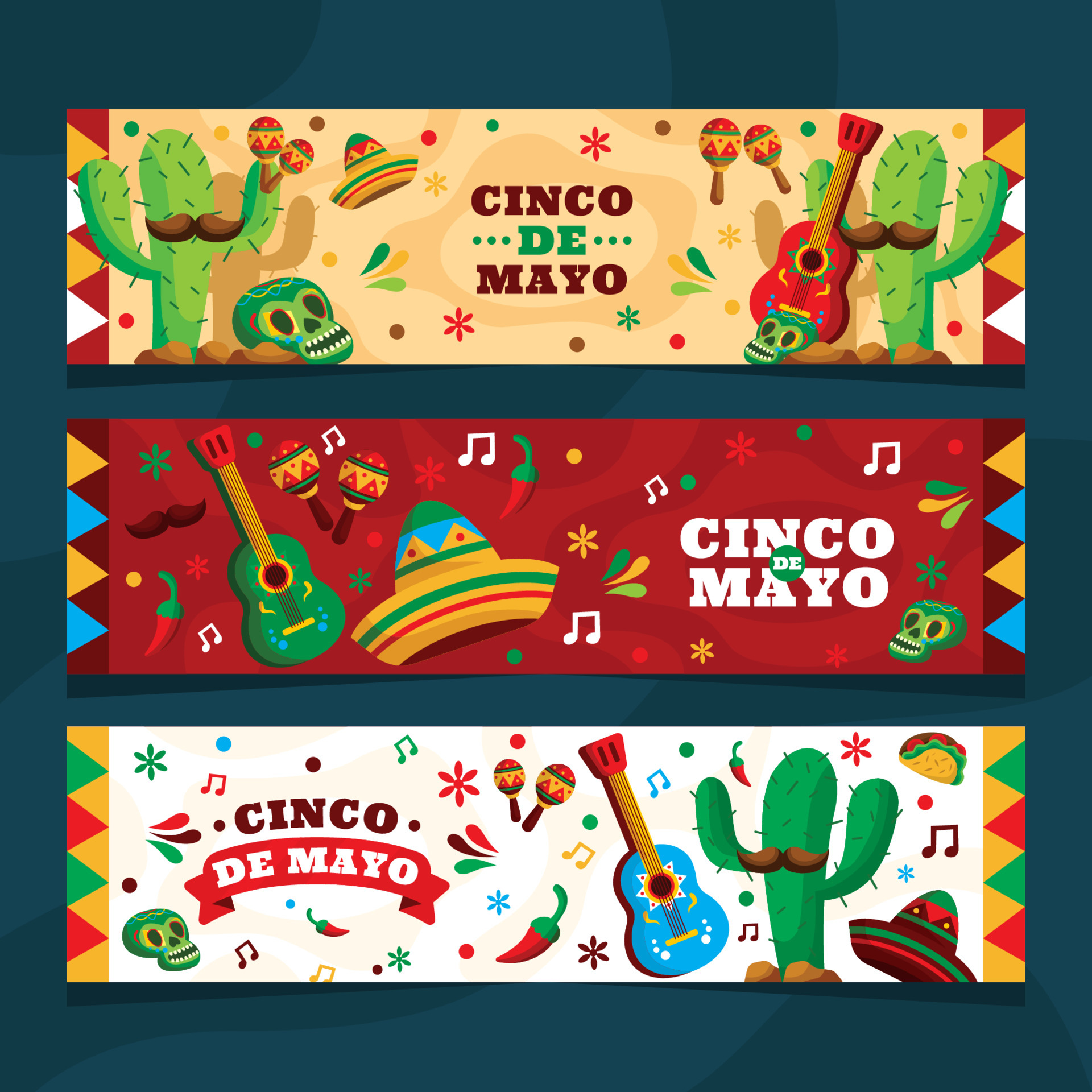 Colorful Cinco De Mayo Banner Collection 6137747 Vector Art at Vecteezy