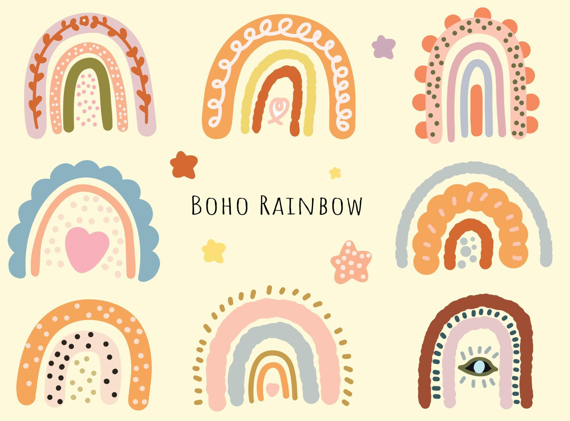 hand drawn boho rainbow vector collection 6139842 Vector Art at Vecteezy