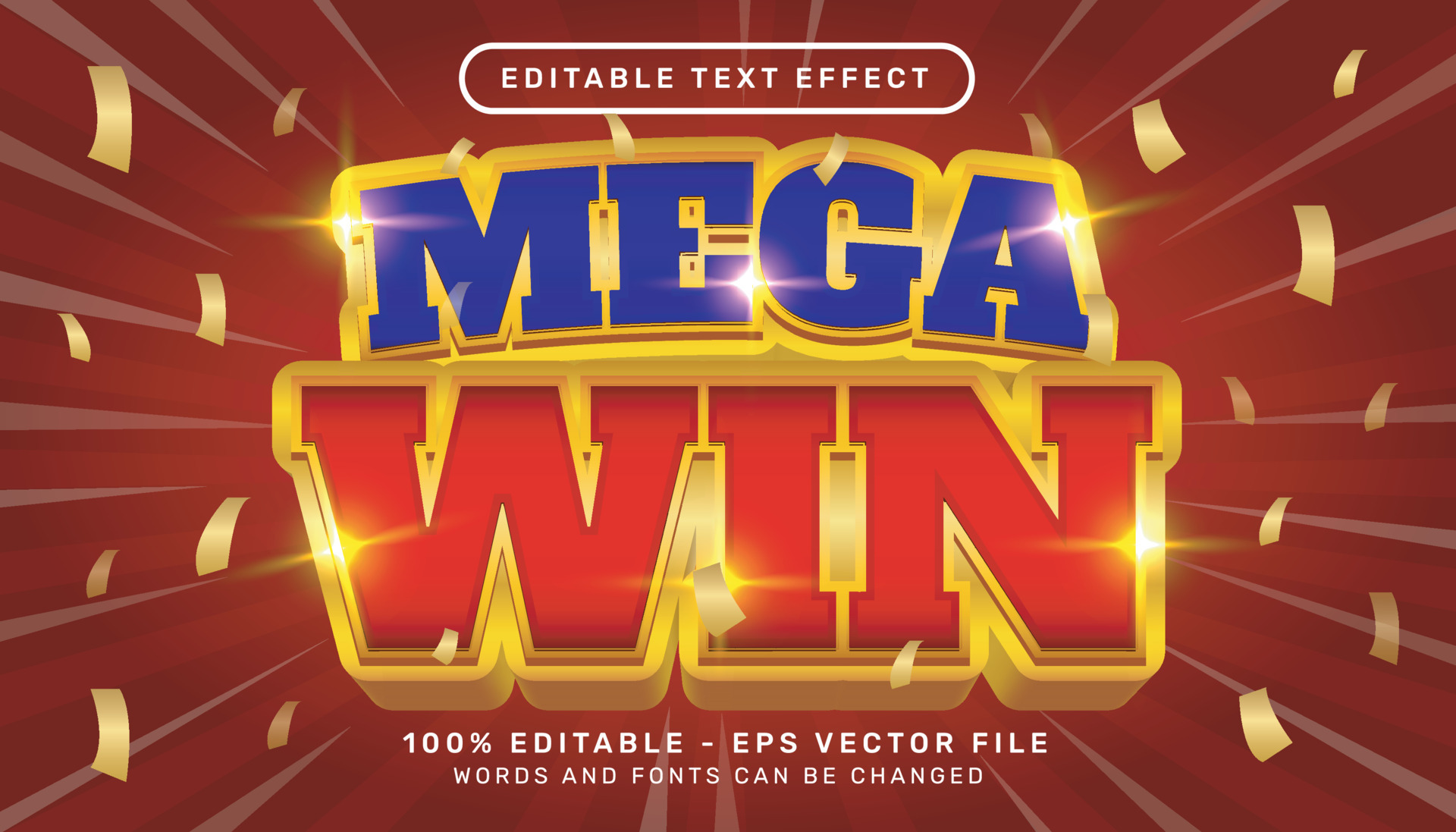 Text effect - mega win 3d style concept 6140310 Vector Art at Vecteezy