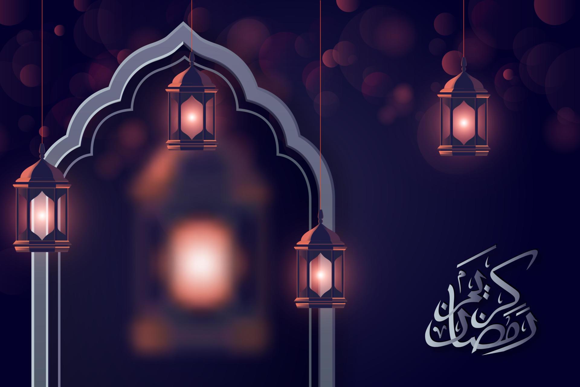 Ramadan Kareem islamic greeting design with arabic pattern lantern and ...