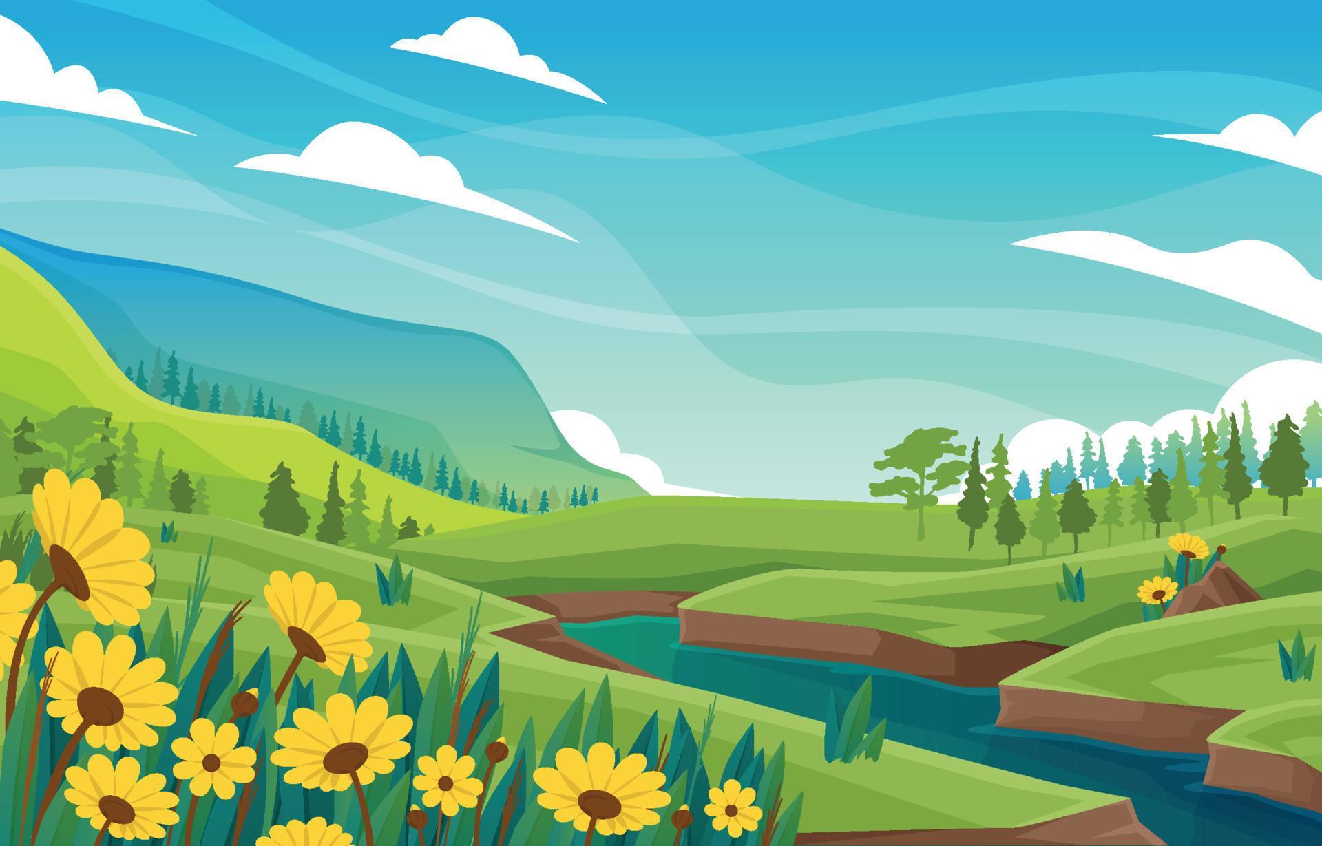 Spring Landscape Background 6147893 Vector Art at Vecteezy