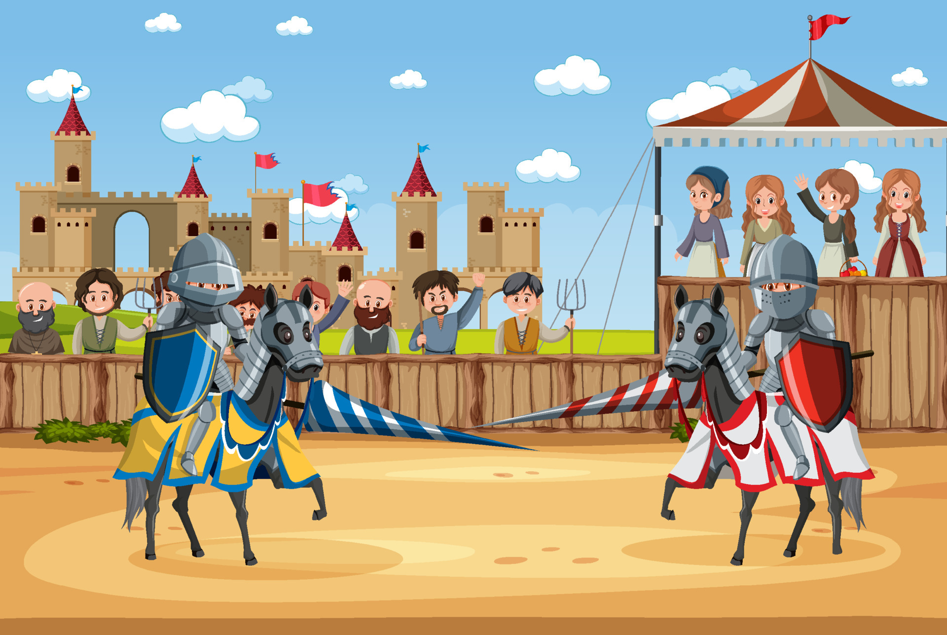 Medieval knight jousting tournament scene 6153878 Vector Art at Vecteezy Medieval knight jousting tournament scene 6153878 Vector Art at Vecteezy