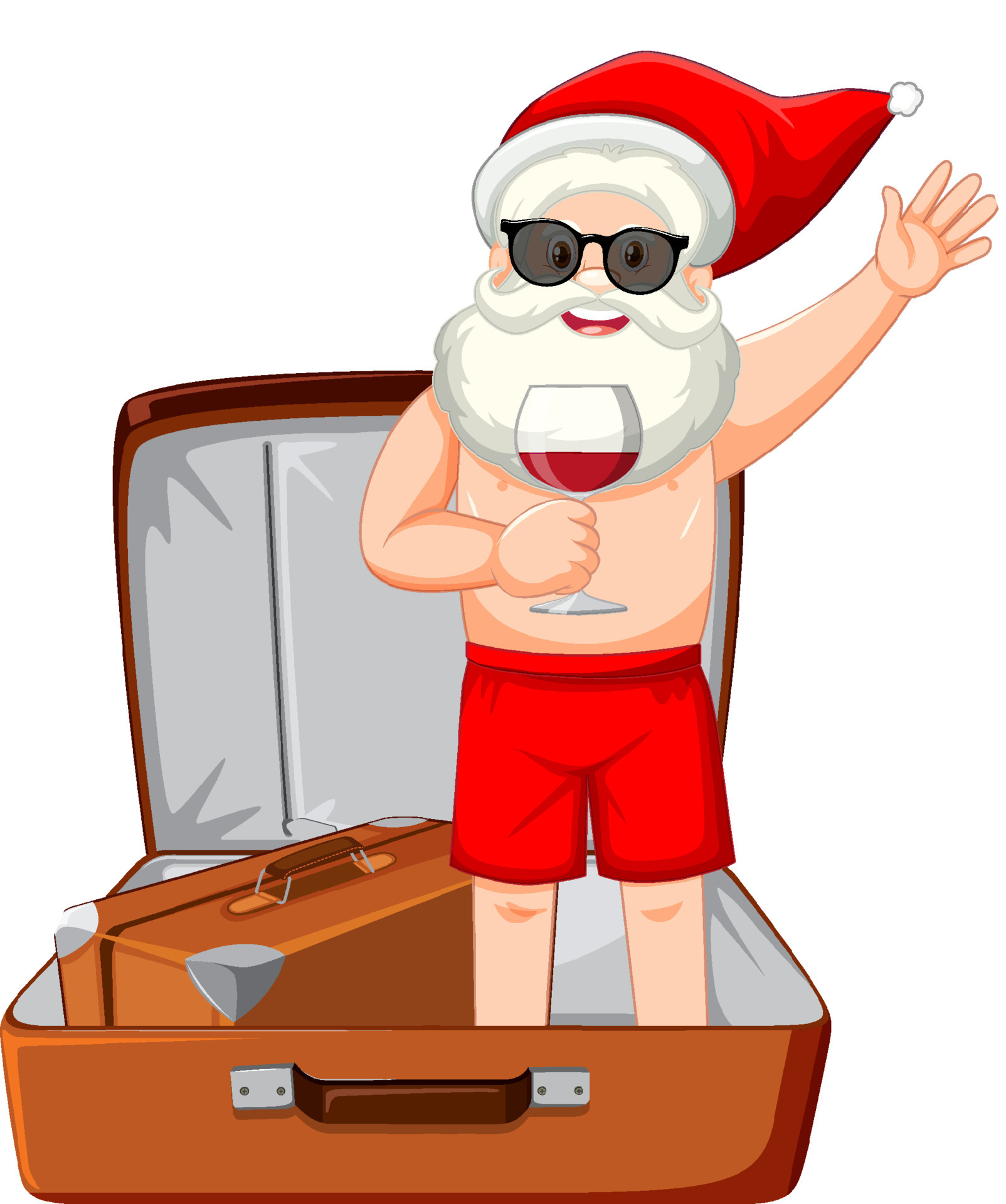 Christmas Theme With Santa In A Luggage On White Background 6158056 christmas-theme-with-santa-in-a-luggage-on-white-background-6158056