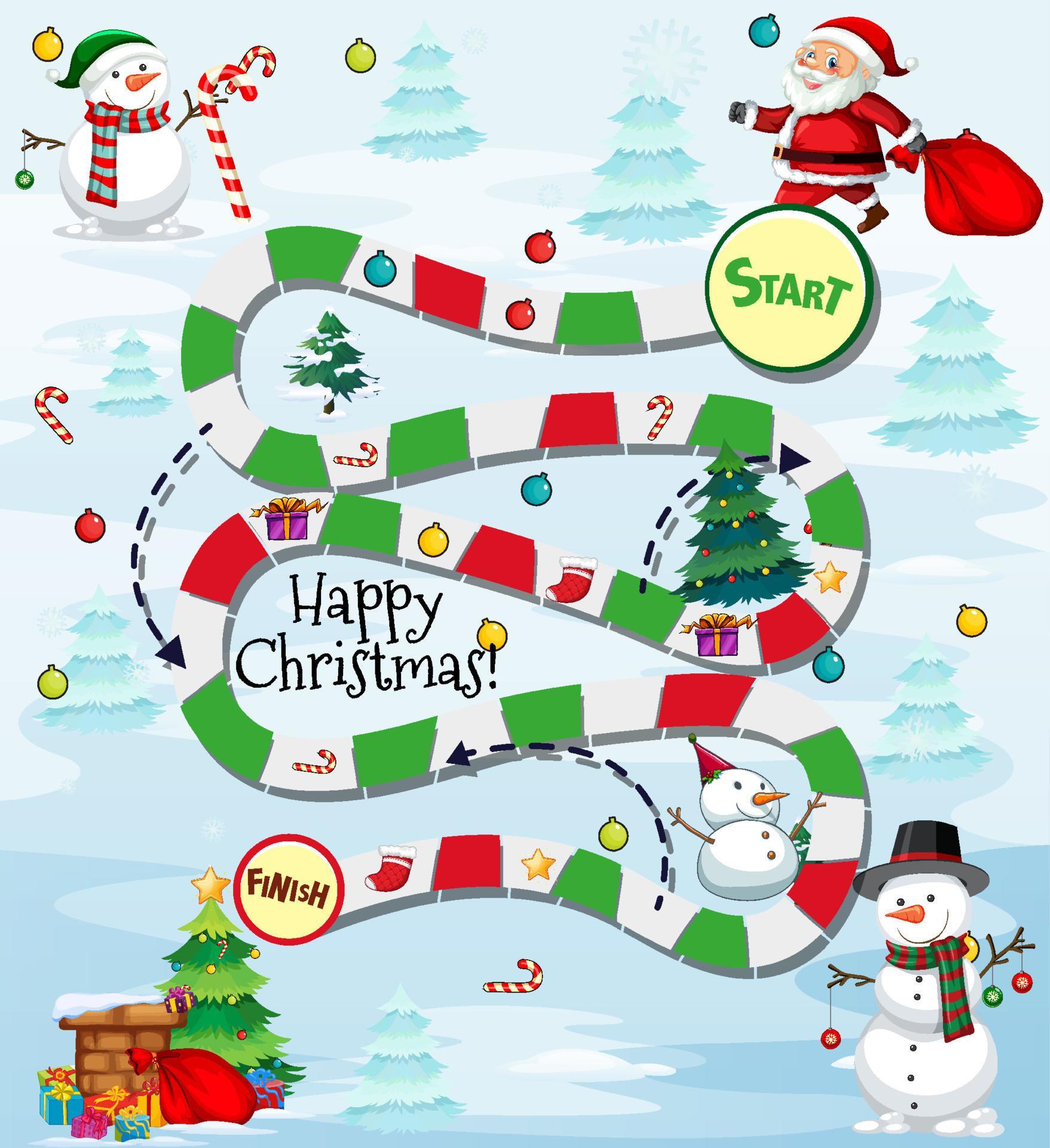 Snake and ladders game template with Christmas theme 6158504 Vector Art ...