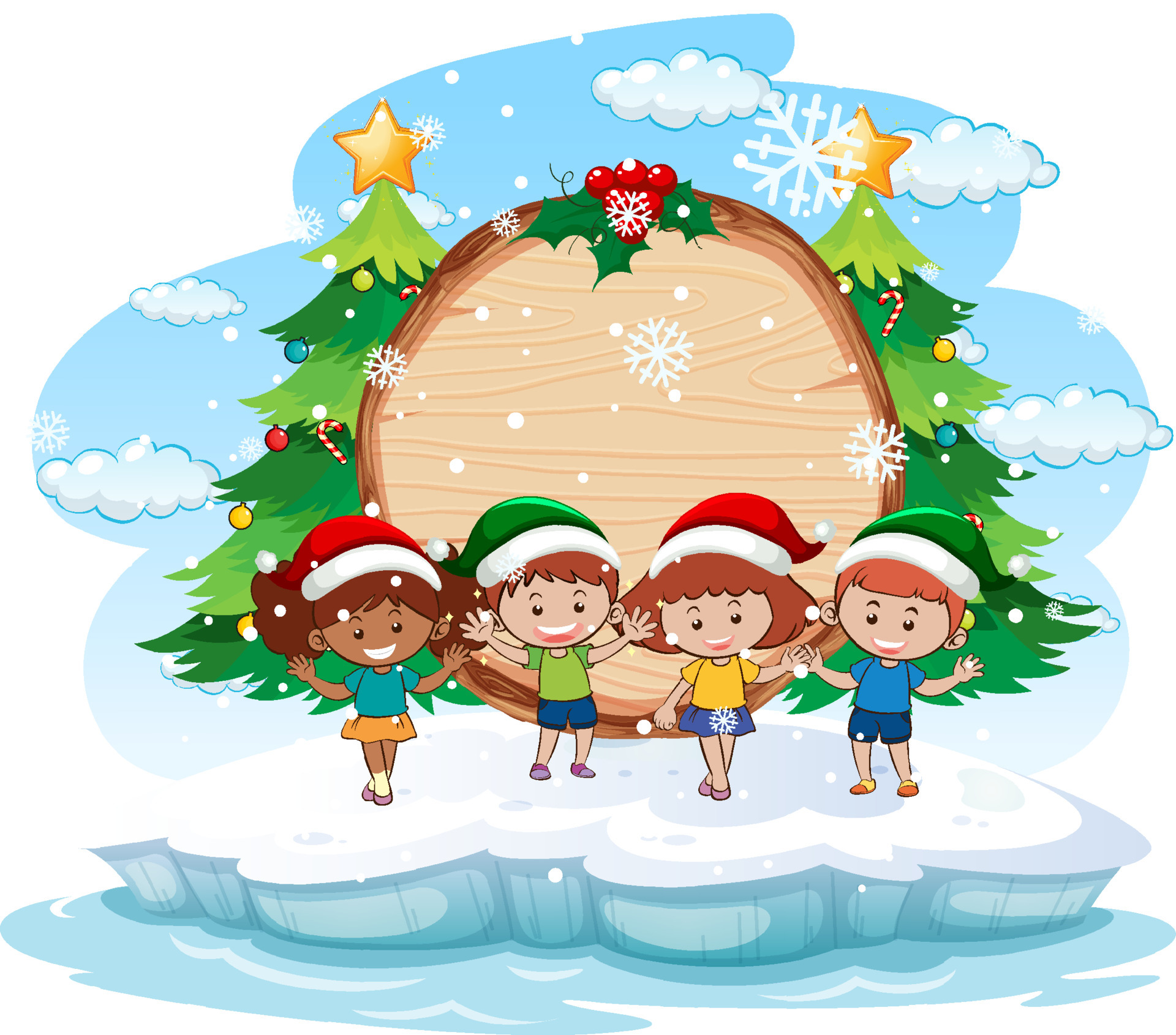 Empty banner with children in Christmas theme 6159377 Vector Art at ...