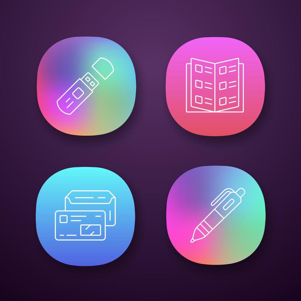 Office Work Attributes App Icons Set Ui Ux User Interface Web Or Mobile Applications Business