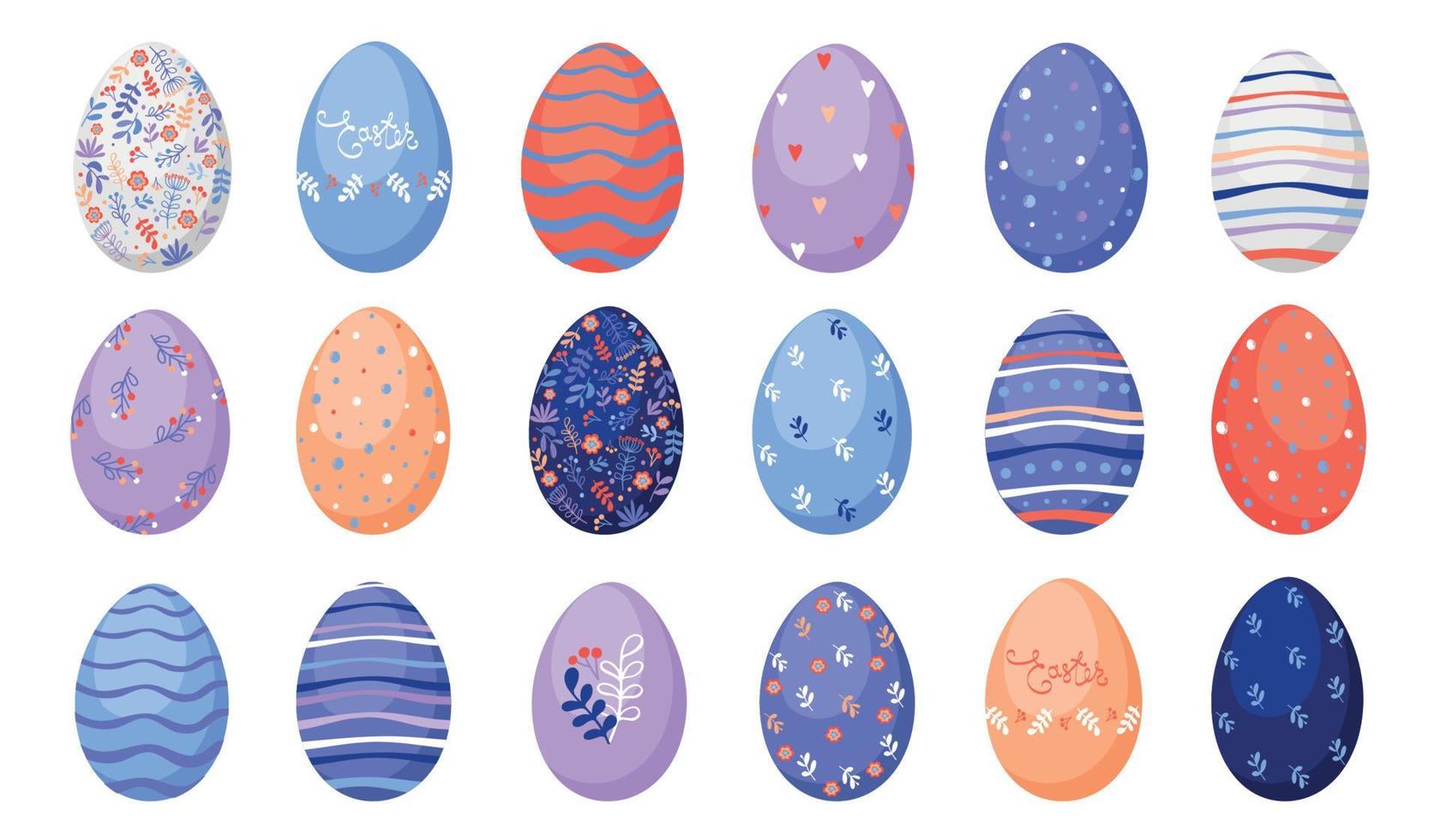 Happy Easter. Set of Easter eggs with different texture. Spring holiday ...