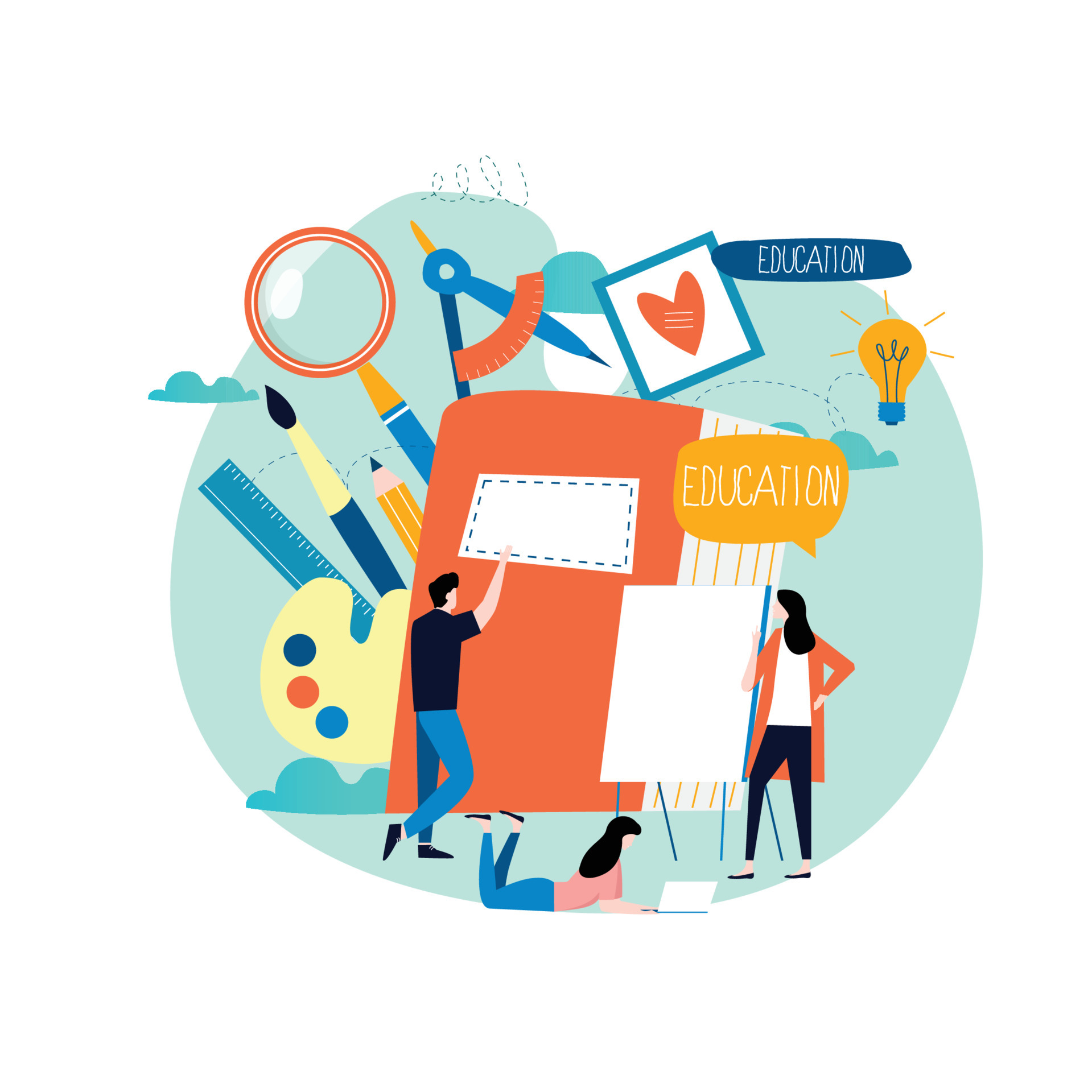 Education, online training courses, distance education flat vector ...