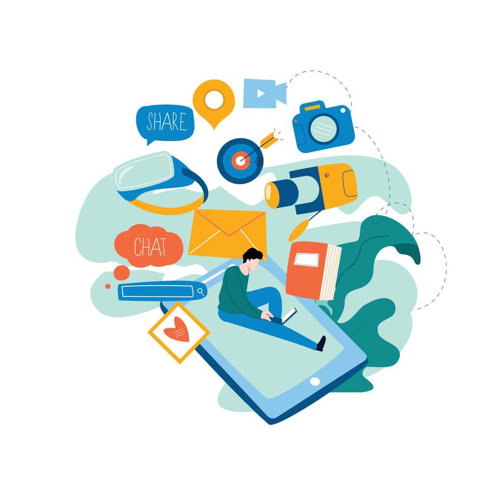 Mobile applications development concept flat vector illustration ...