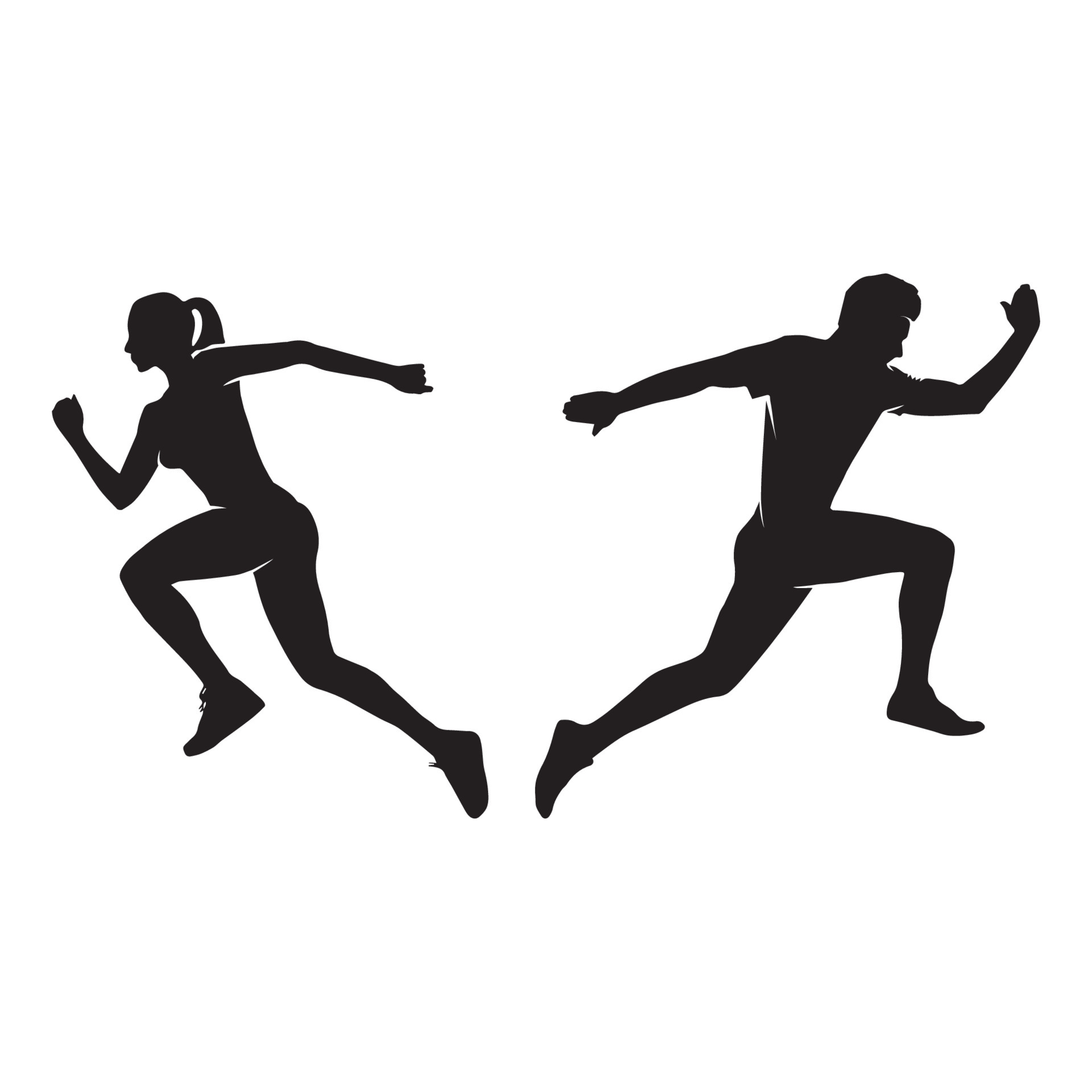 Man and Woman Running silhouette 6182593 Vector Art at Vecteezy