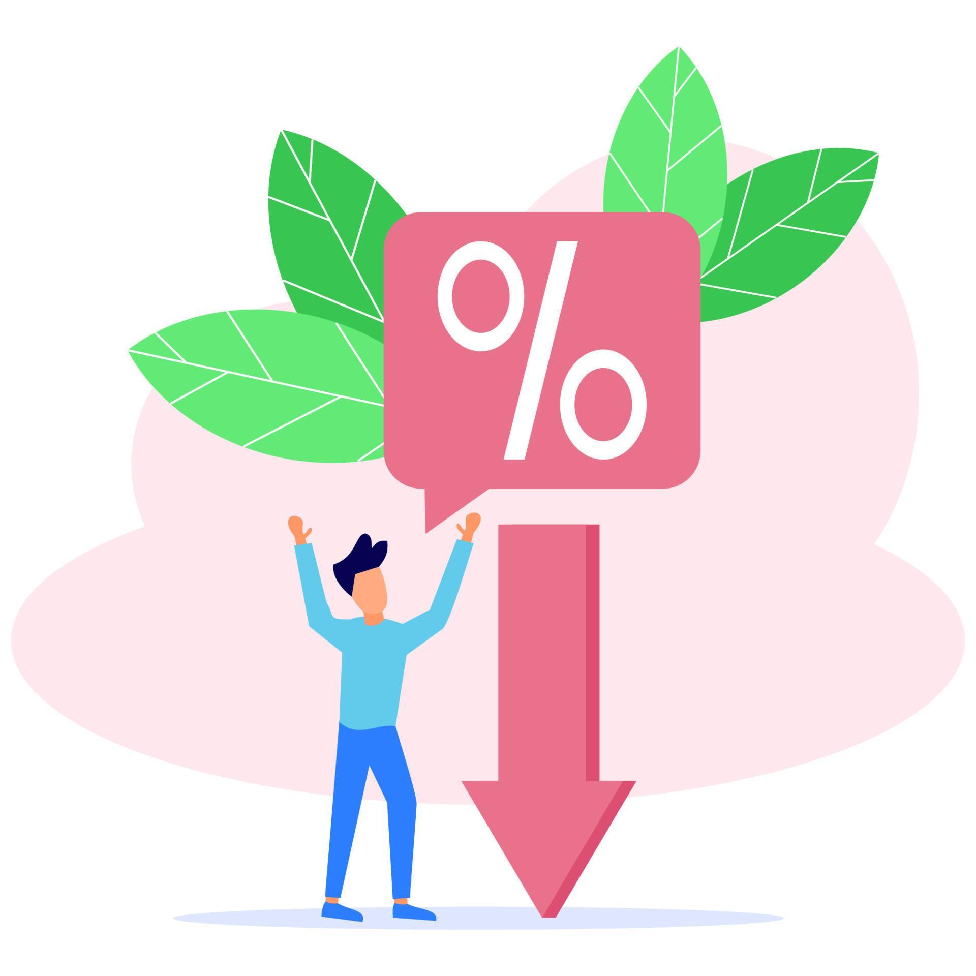 Illustration vector graphic cartoon character of percent decrease ...