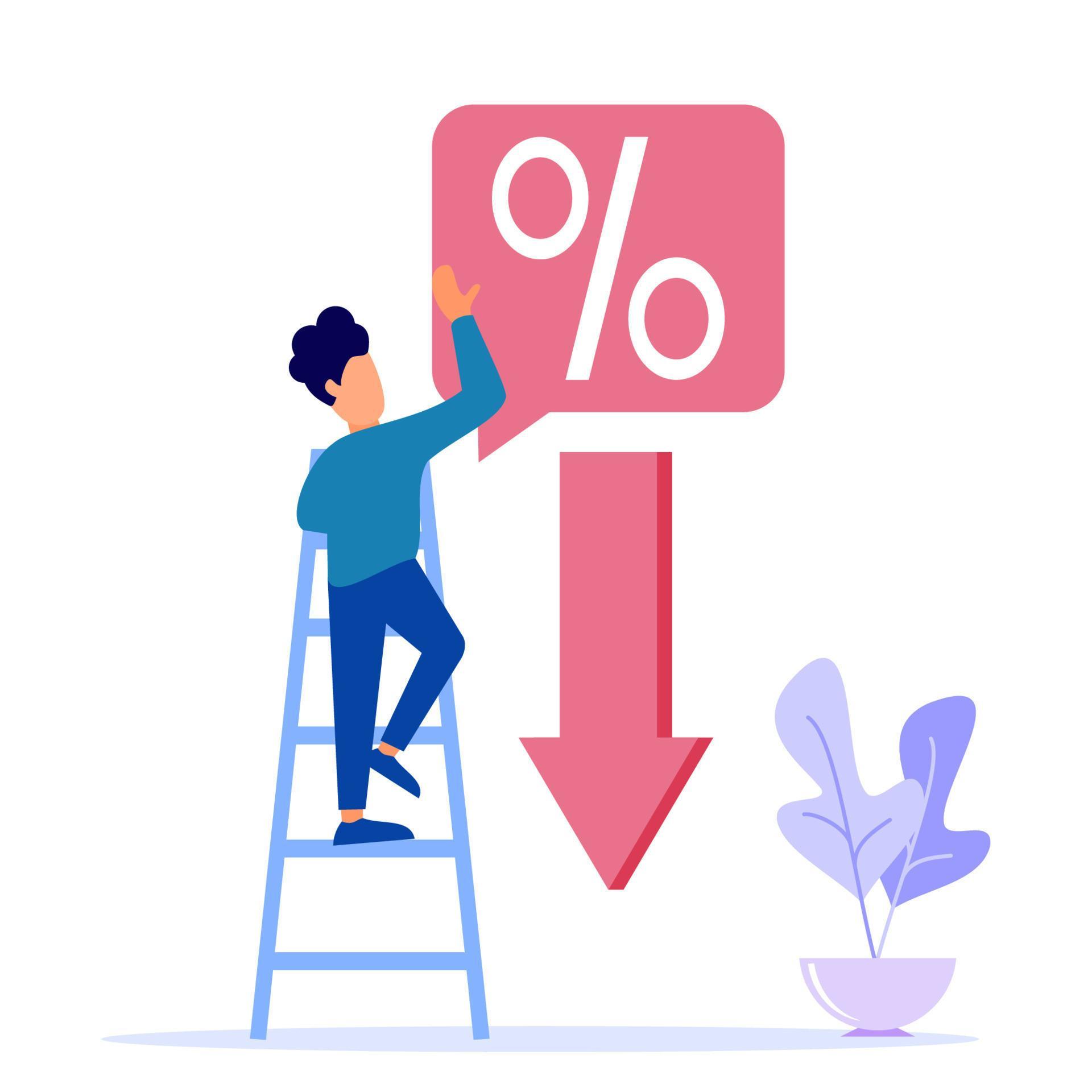 Illustration vector graphic cartoon character of percent decrease ...