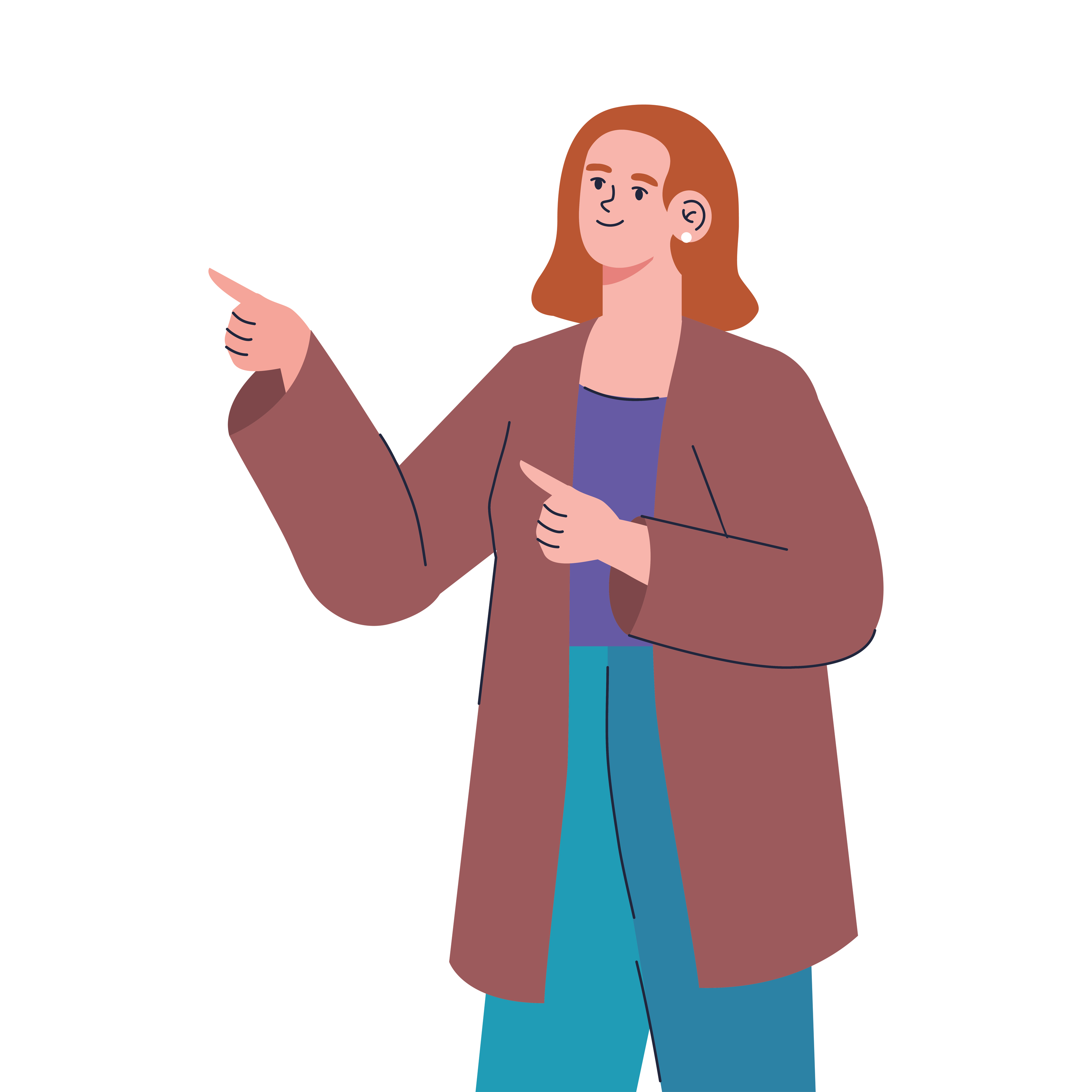 woman pointing with index finger 6198066 Vector Art at Vecteezy