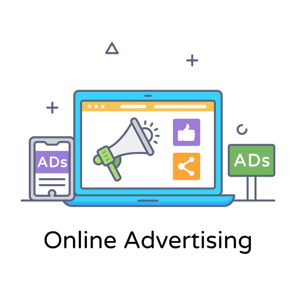 An Online Advertising Flat Outline Concept Icon 6206852 Vector Art At Vecteezy
