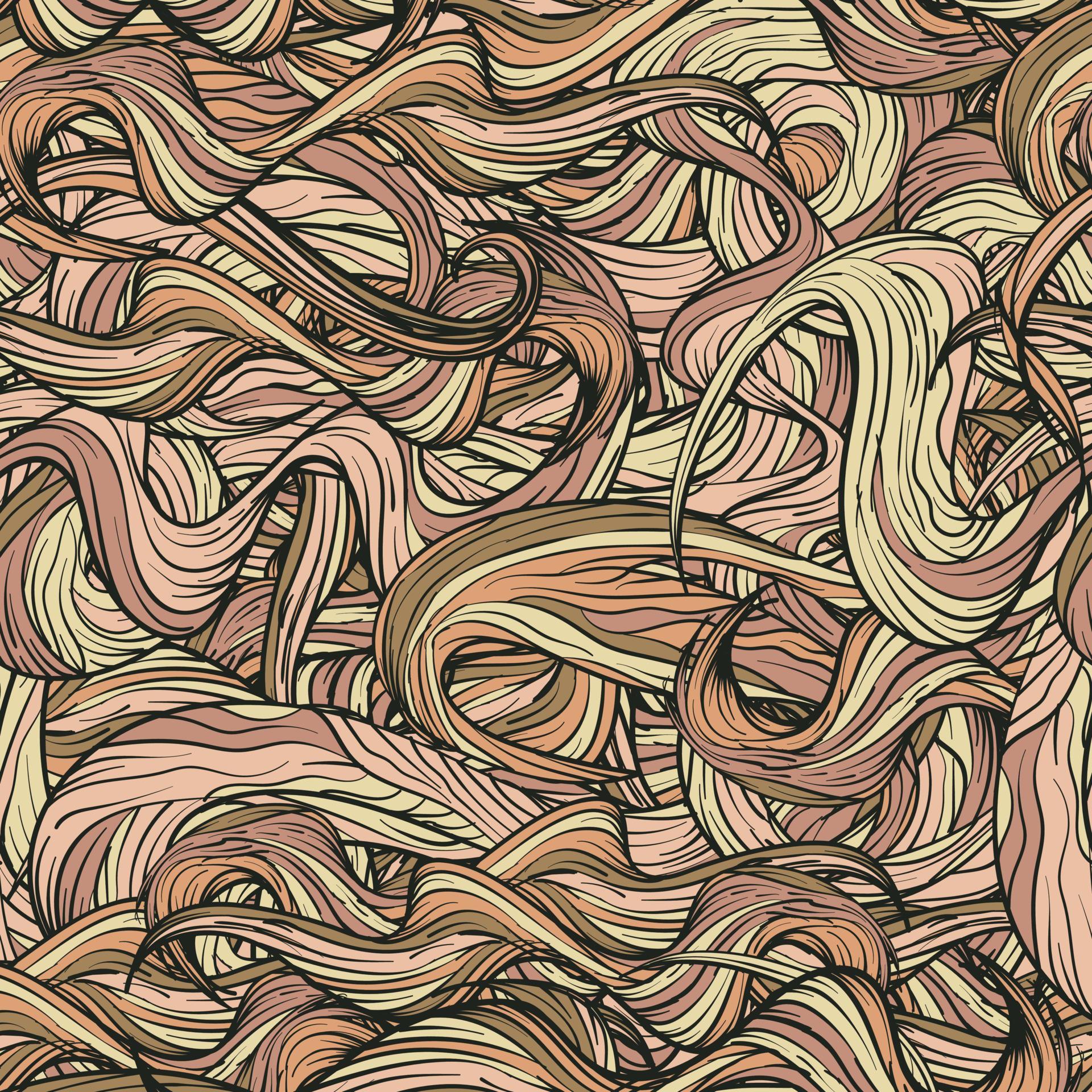 Abstract waves and tangled lines with hand drawn style seamless pattern ...