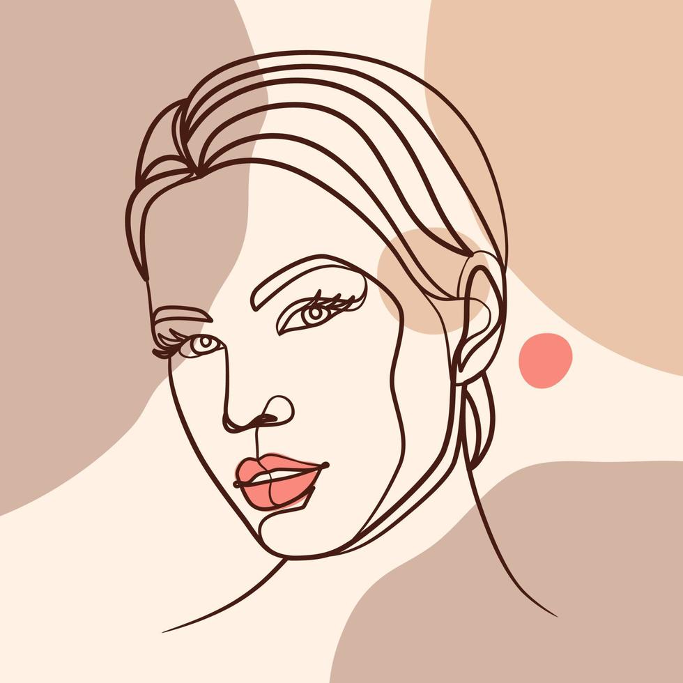 cartel de dibujo de arte de una línea de cara de mujer. estilo de ... cartel de dibujo de arte de una línea de cara de mujer. estilo de ...