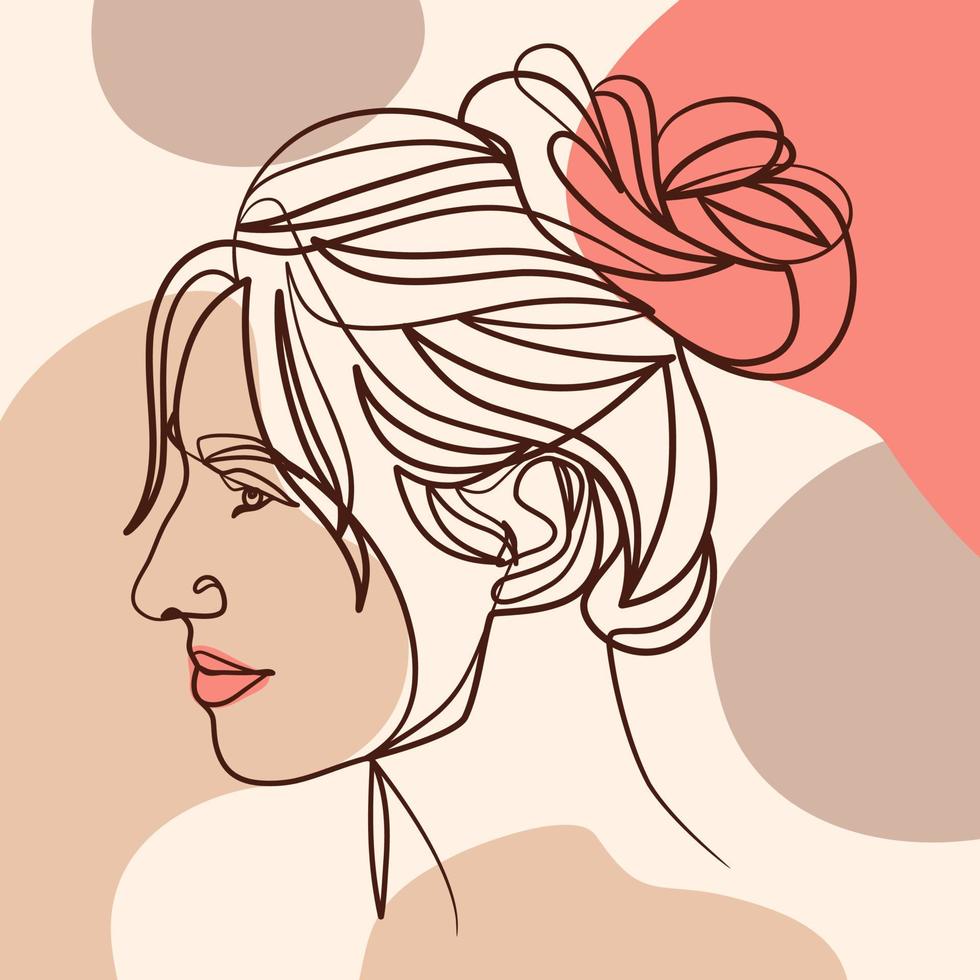 Woman Face One Line Art Drawing Poster Continuous Line Drawing Style