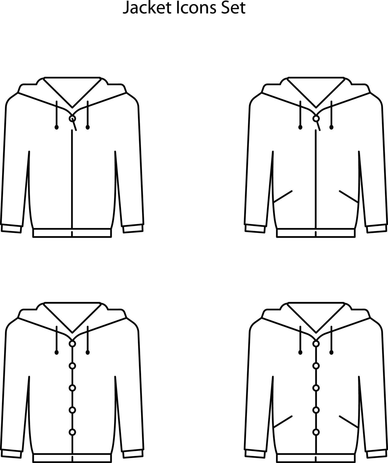 jacket icons set isolated on white background. jacket icon thin line outline linear jacket ...