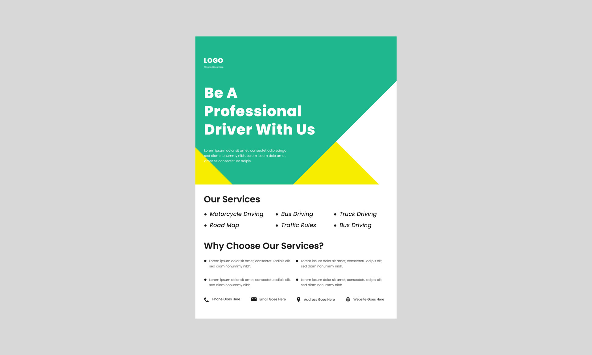 driving school flyer design template. learn driving today poster ...