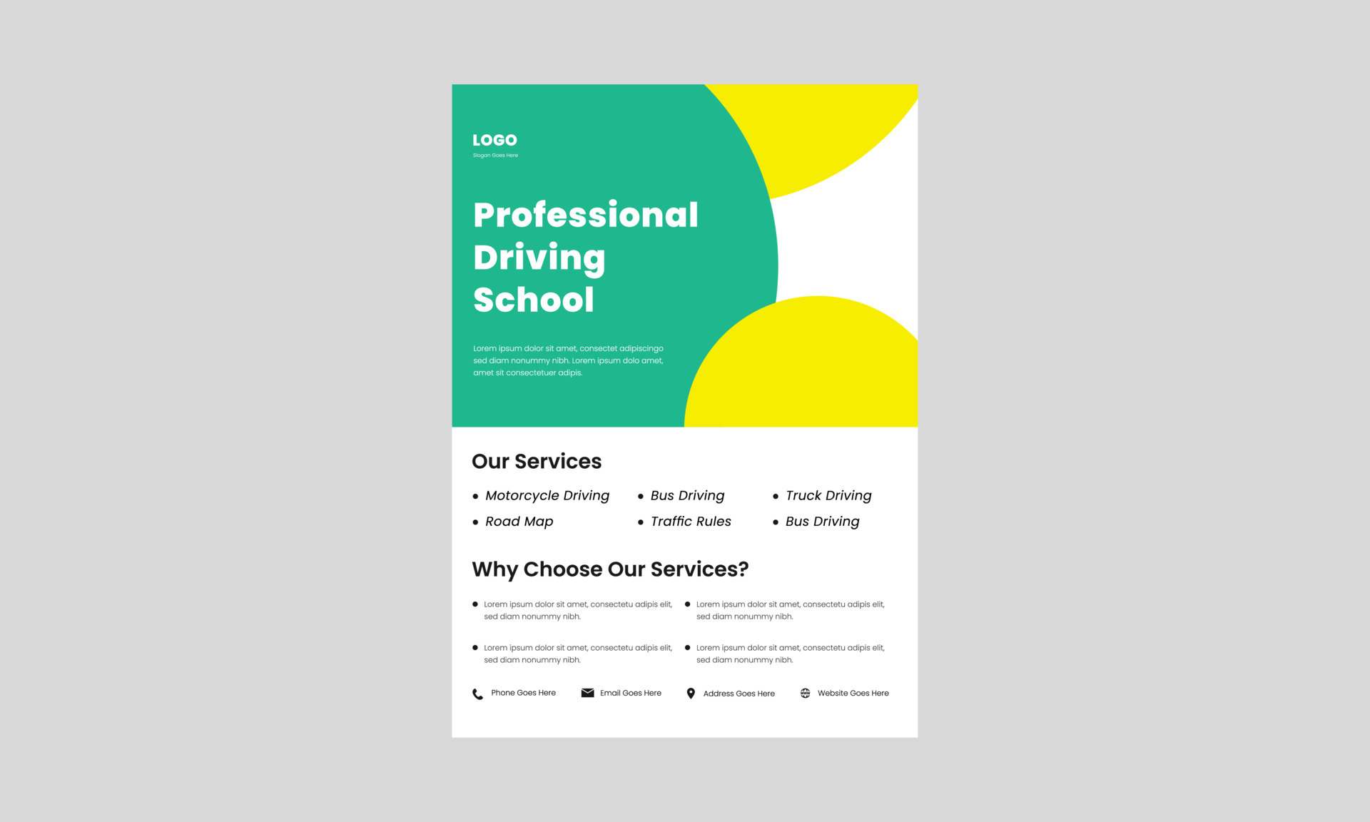 driving school flyer design template. learn driving today poster ...