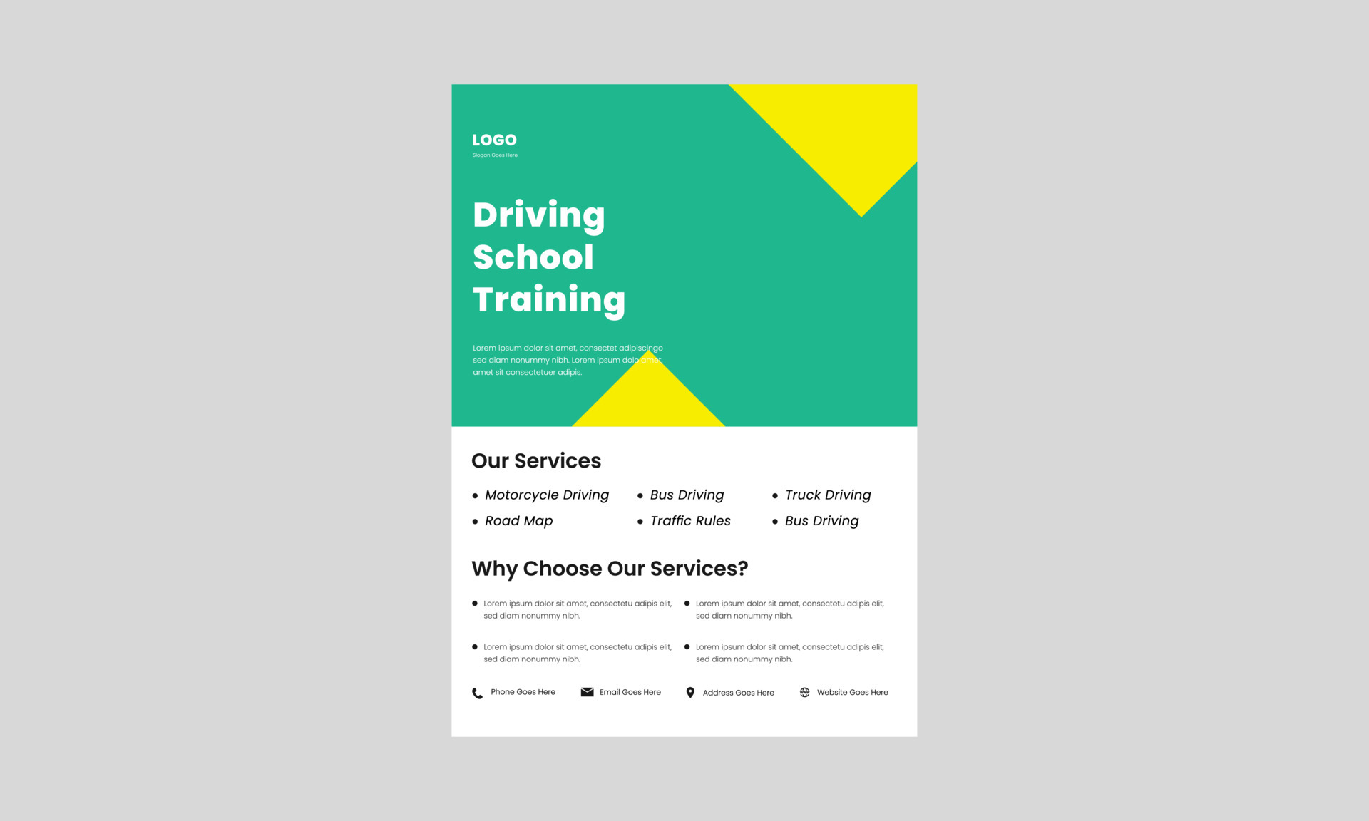 driving school flyer design template. learn driving today poster ...