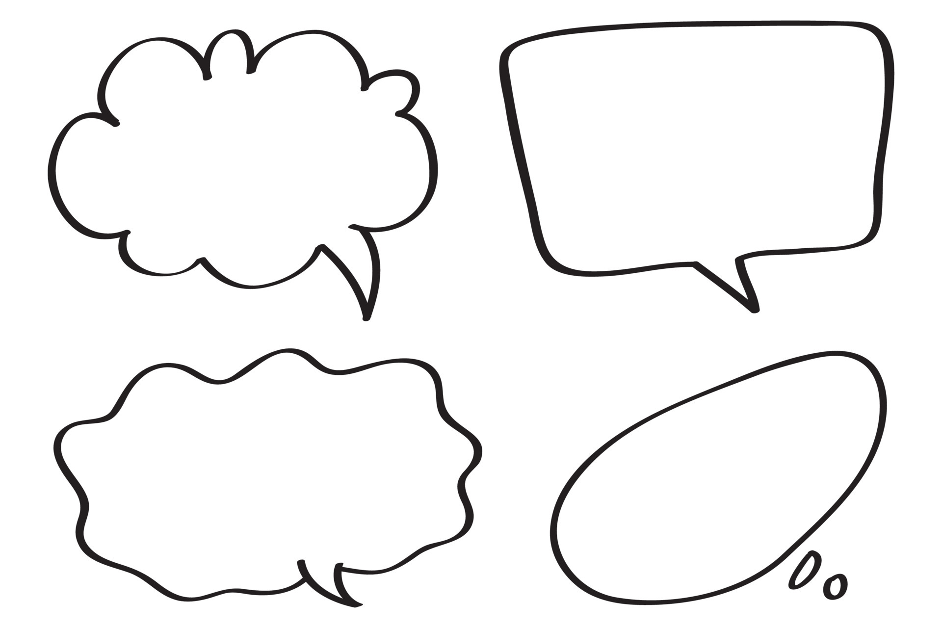 Hand Drawn Set Of Speech Bubbles Isolated Doodle Set Element Vector