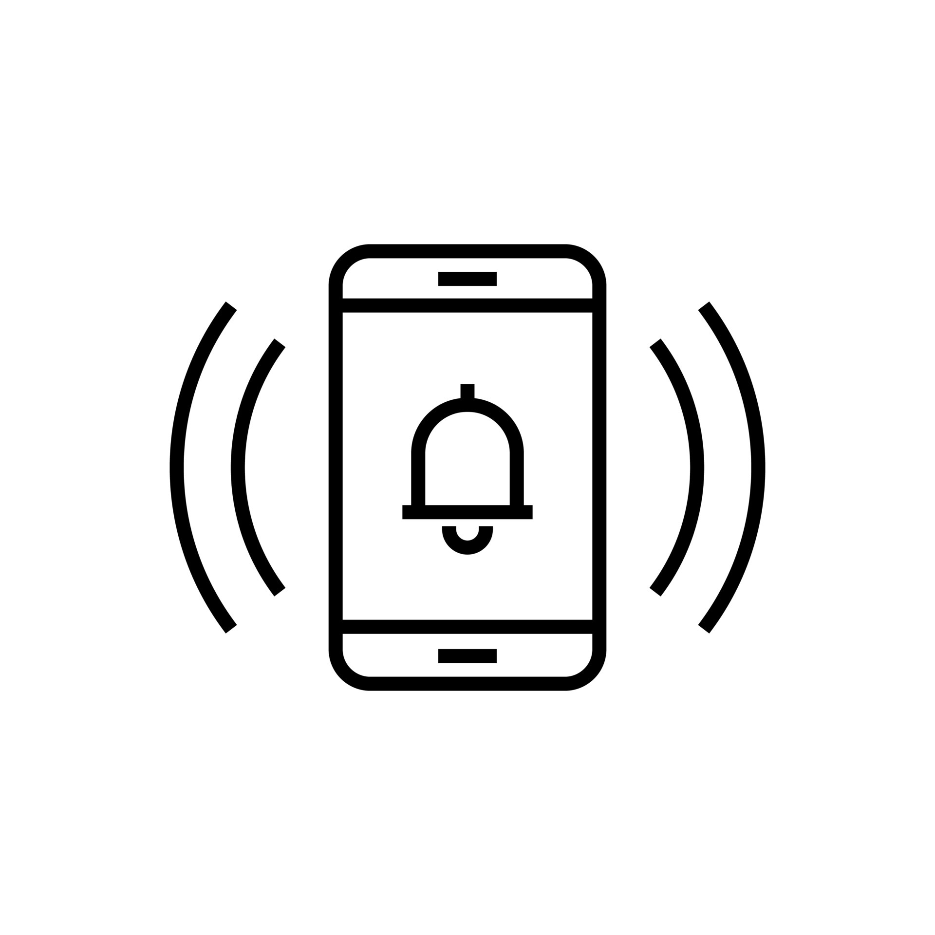 Vector illustration of ringing smartphone alert icon in outlined style ...