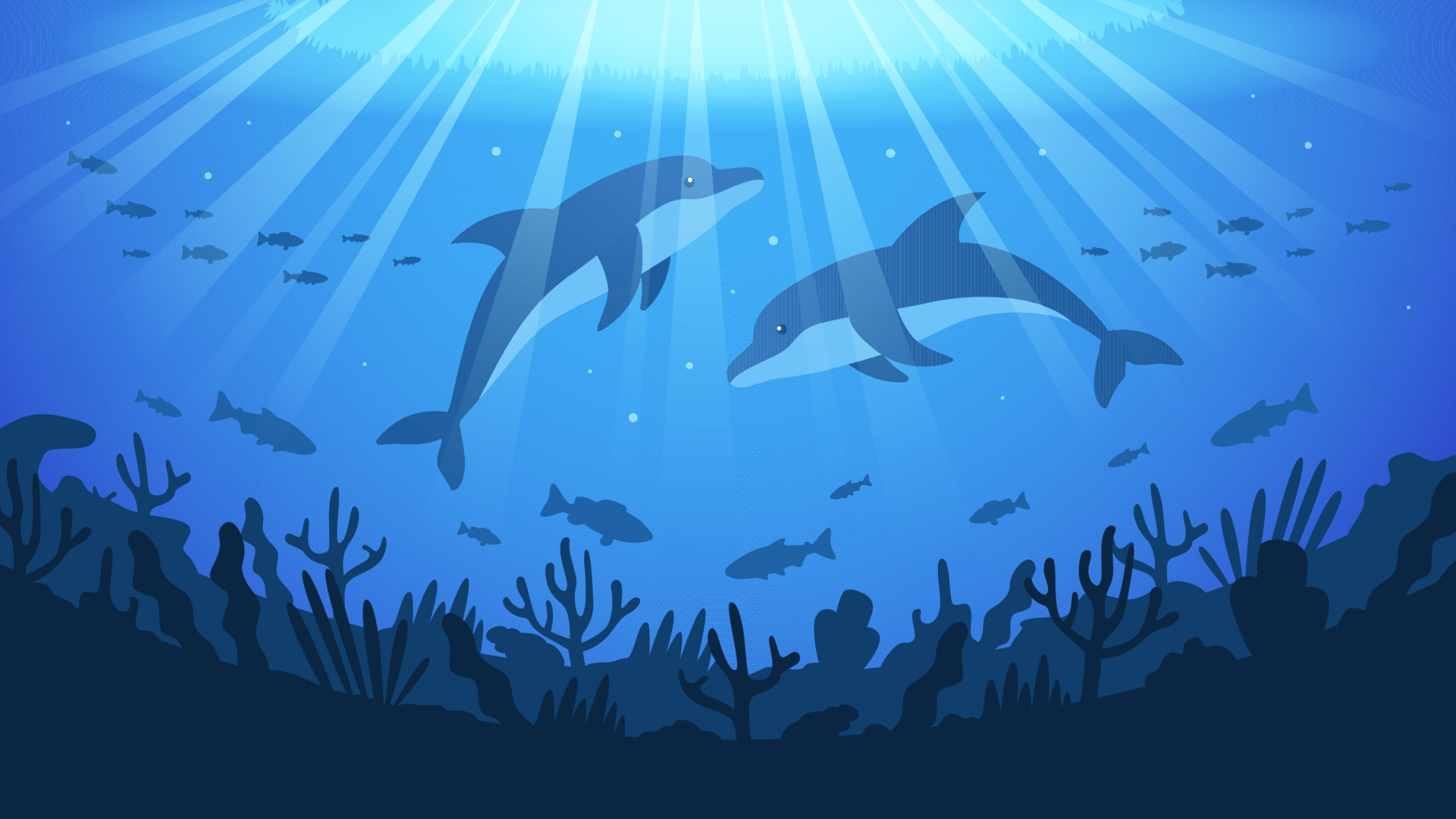 Ocean Background with Dolphin and Coral Reef 6230862 Vector Art at Vecteezy
