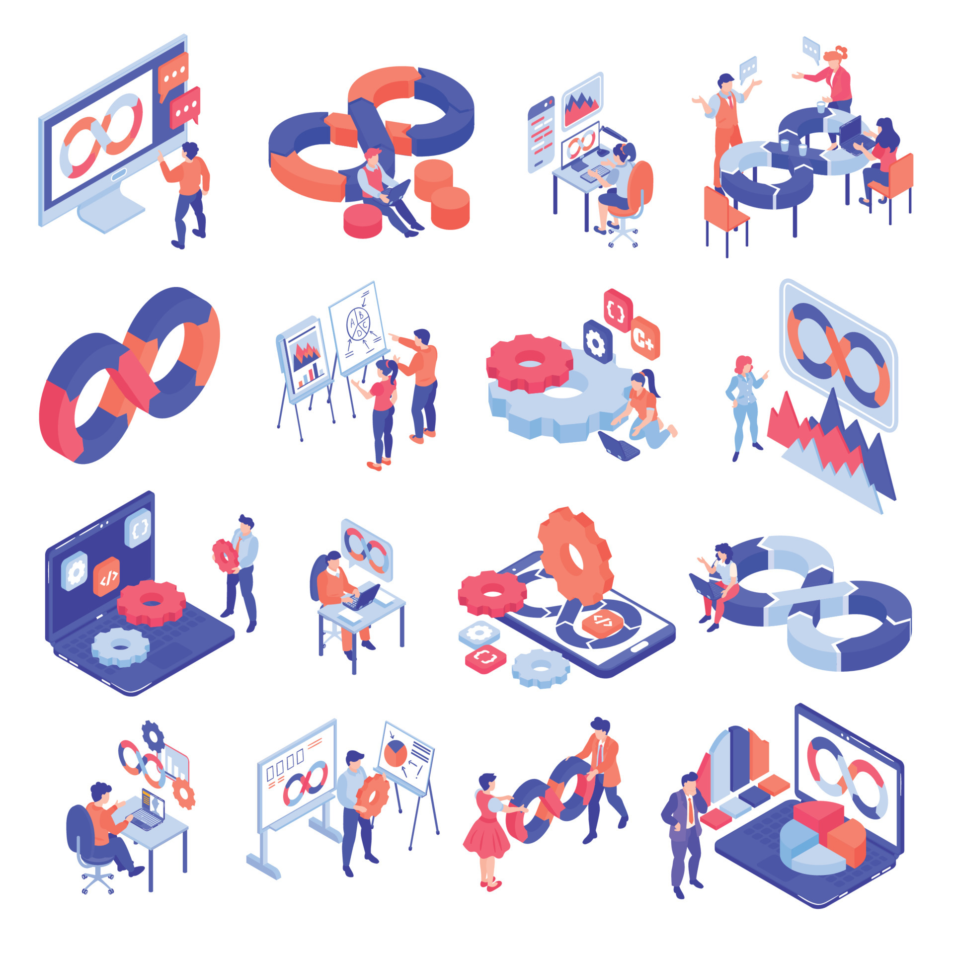 Isometric Devops Set 6243798 Vector Art at Vecteezy