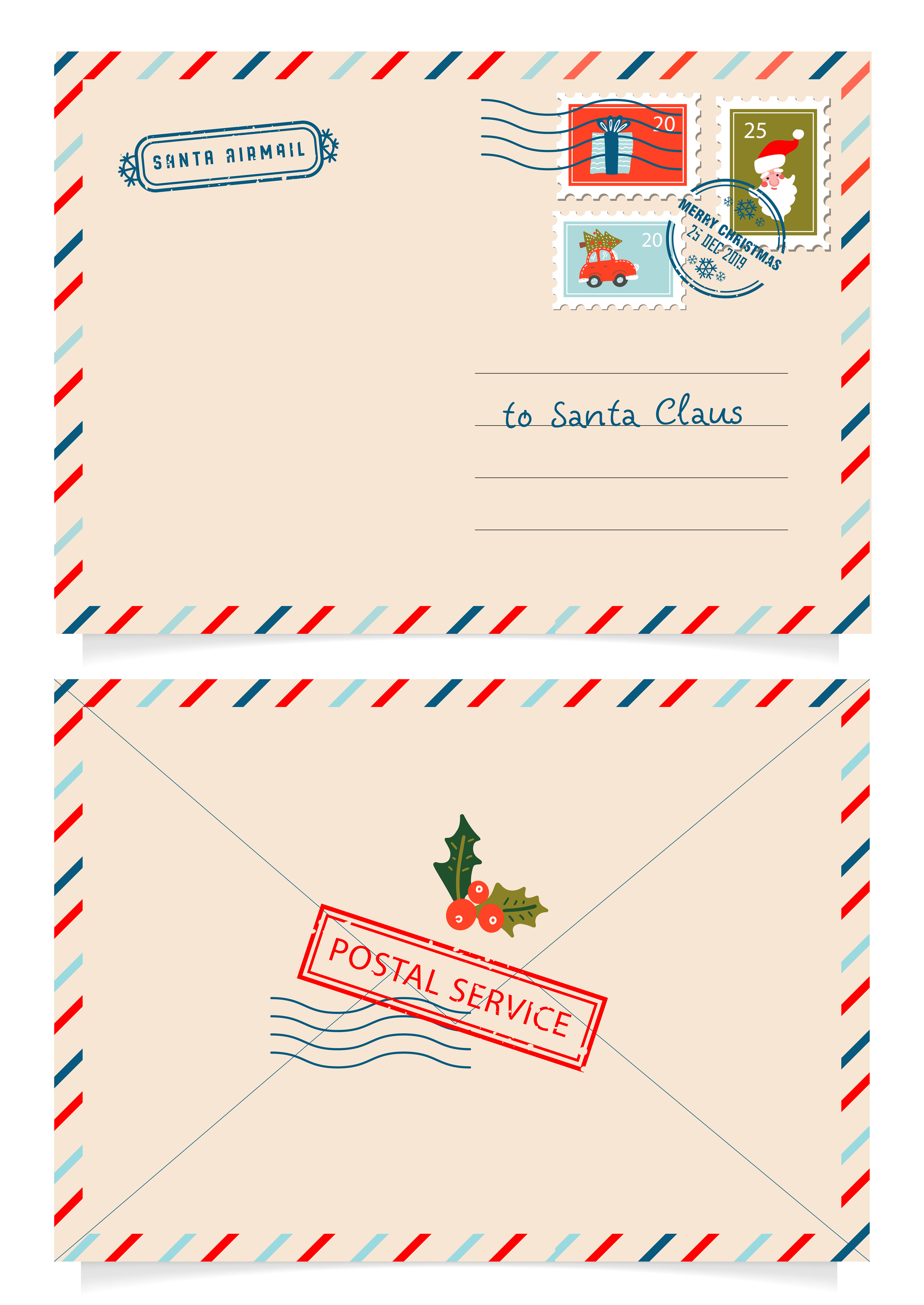 Letter To Santa Claus With Stamps And Postage Marks Dear Santa Claus letter-to-santa-claus-with-stamps-and-postage-marks-dear-santa-claus