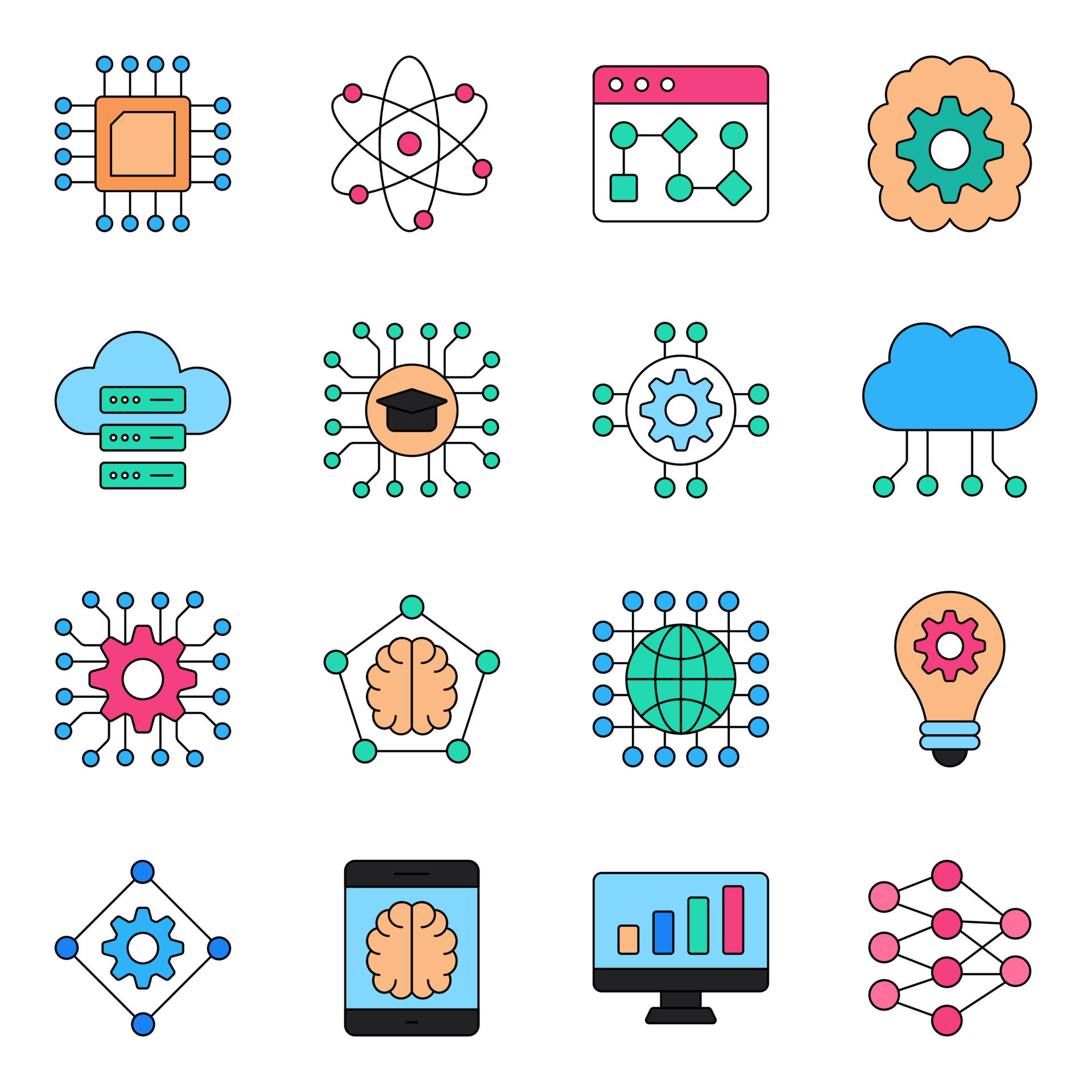 Pack of Machine Learning Flat Icons 6254124 Vector Art at Vecteezy