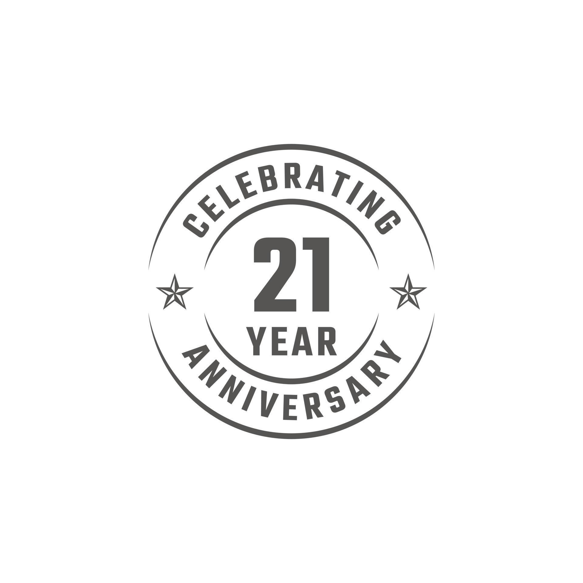 21 Year Anniversary Celebration Emblem Badge With Gray Color For 21-year-anniversary-celebration-emblem-badge-with-gray-color-for