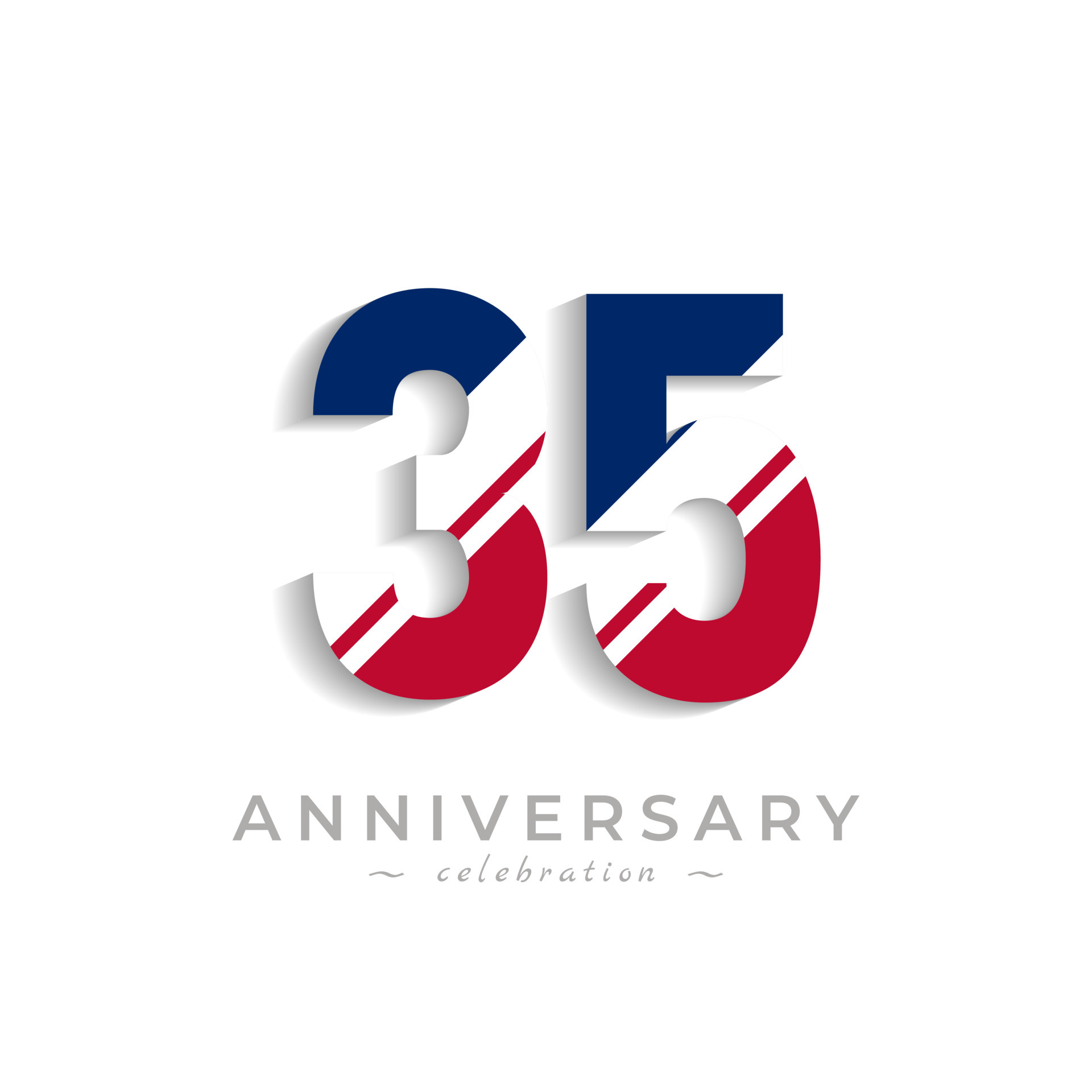 35 Year Anniversary Celebration With White Slash In Red And Blue 35-year-anniversary-celebration-with-white-slash-in-red-and-blue