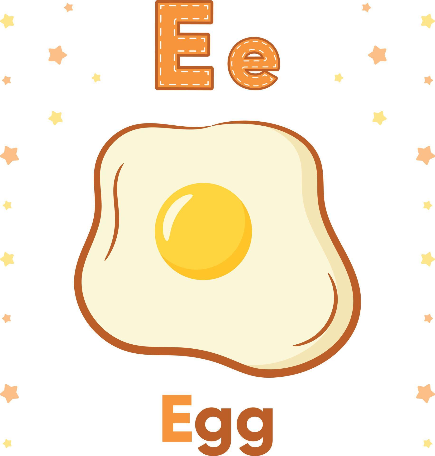 Alphabet flashcard letter E with cute egg drawing 6260014 Vector Art at Vecteezy