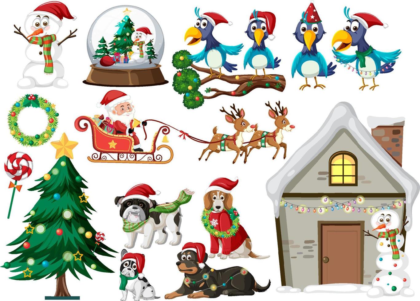 Christmas set with tree and decorations 6275233 Vector Art at Vecteezy