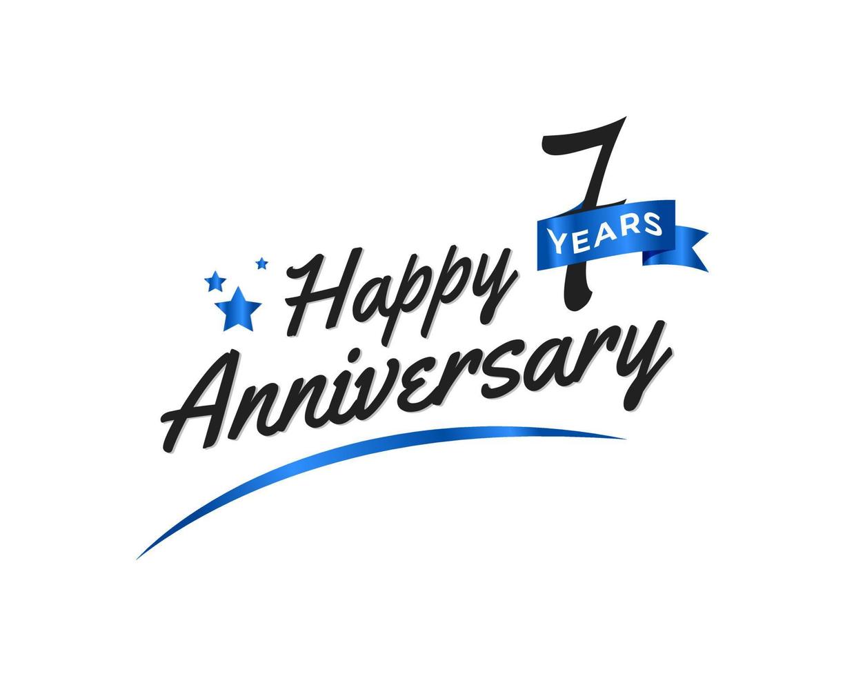 7 Year Anniversary Celebration With Blue Swoosh And Blue Ribbon Symbol 7 Year Anniversary Celebration With Blue Swoosh And Blue Ribbon Symbol