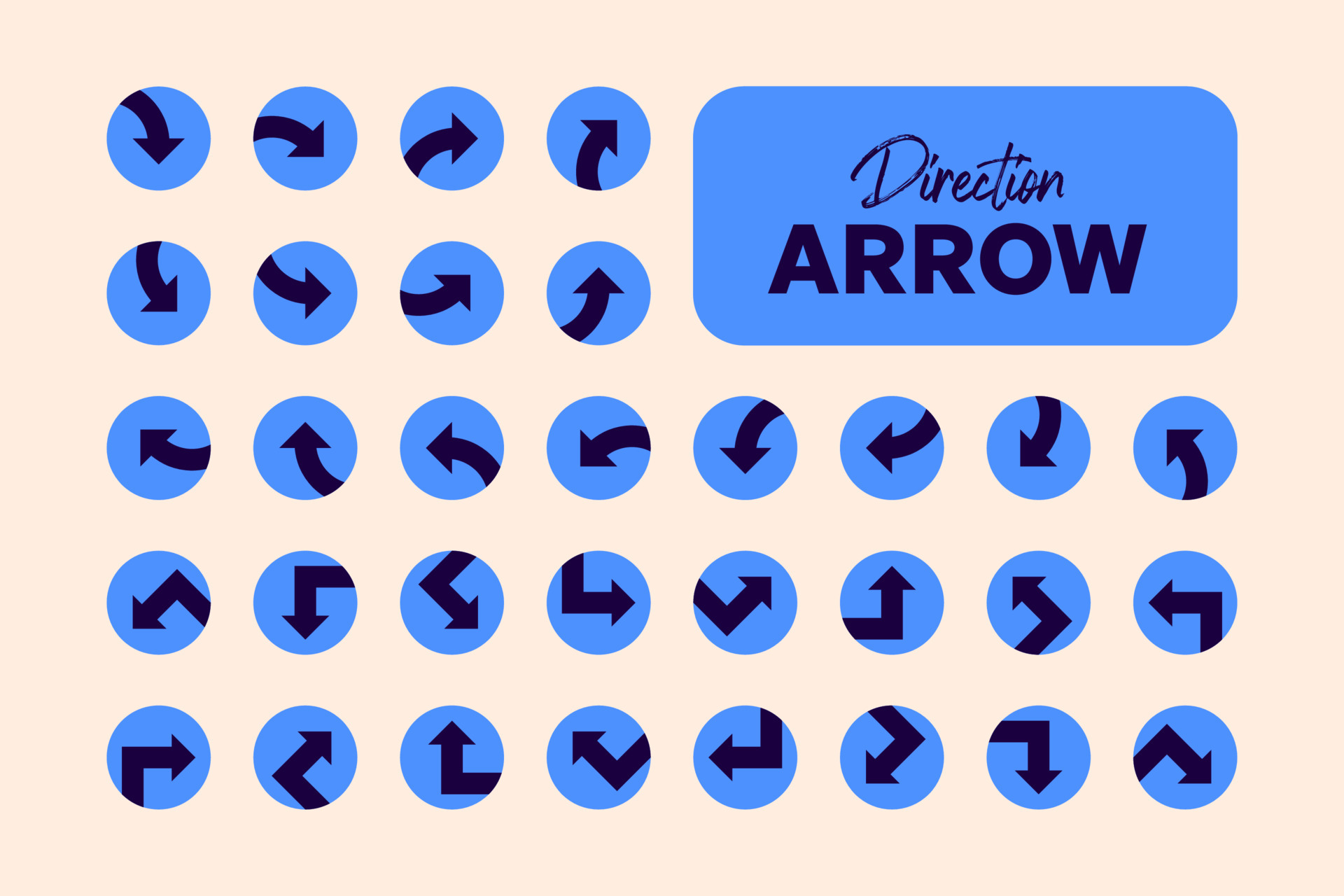 Direction arrow vector objects with up, down, left, right multiple ...