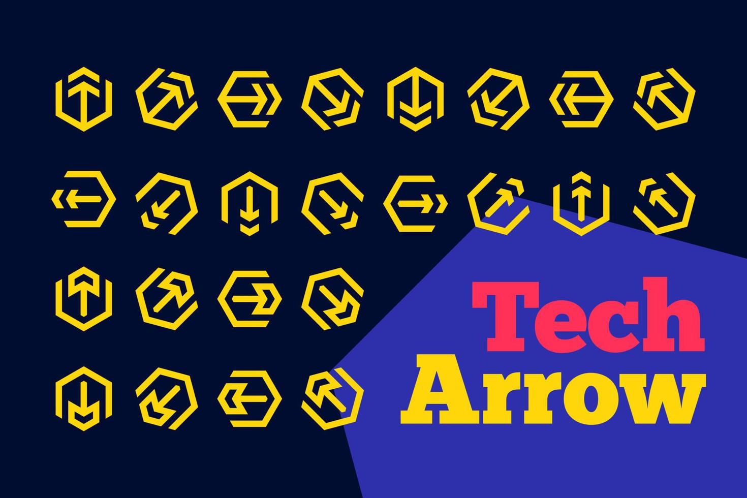 Tech arrow set with multiple direction in dark blue background. 6296628 ...