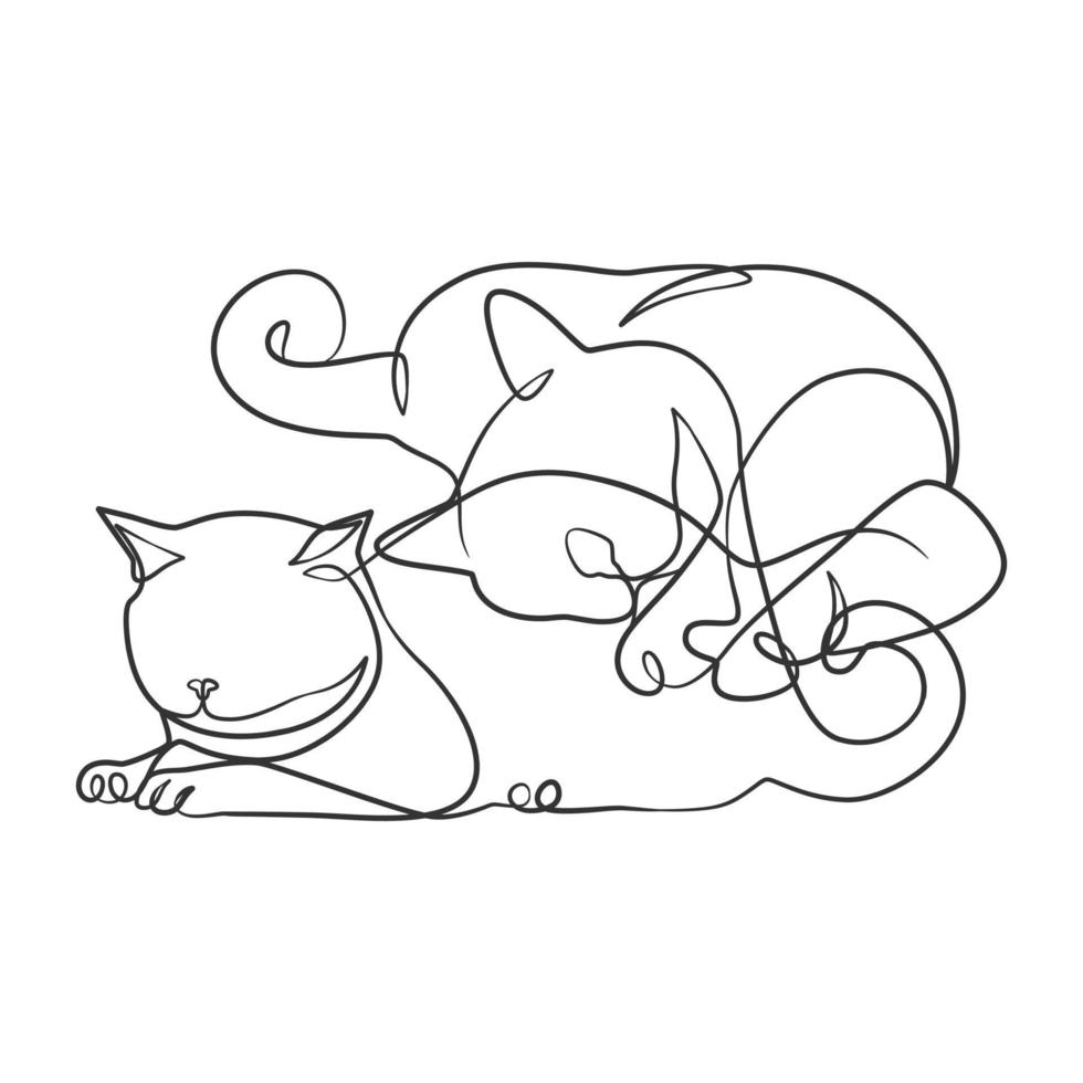 Continuous line drawing of cute cat 6297497 Vector Art at Vecteezy