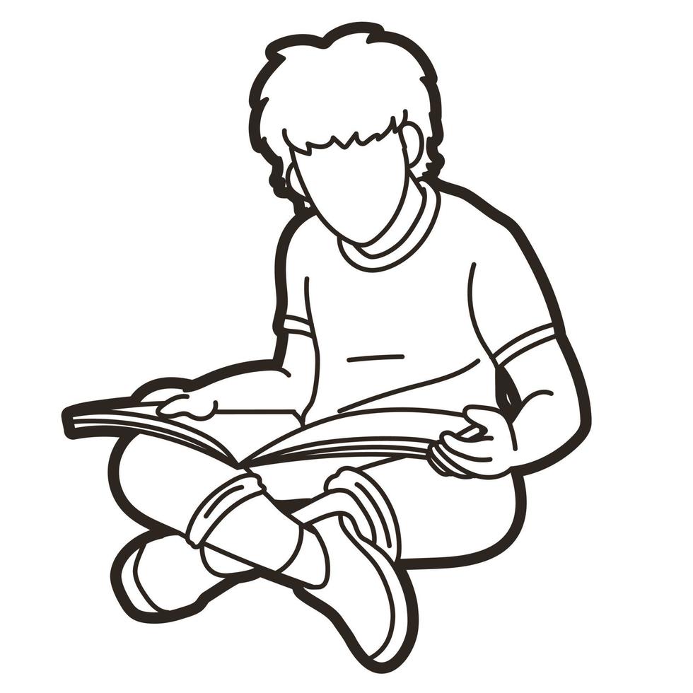 Outline A Boy Reading A Book 6297499 Vector Art At Vecteezy Outline A Boy Reading A Book 6297499 Vector Art At Vecteezy