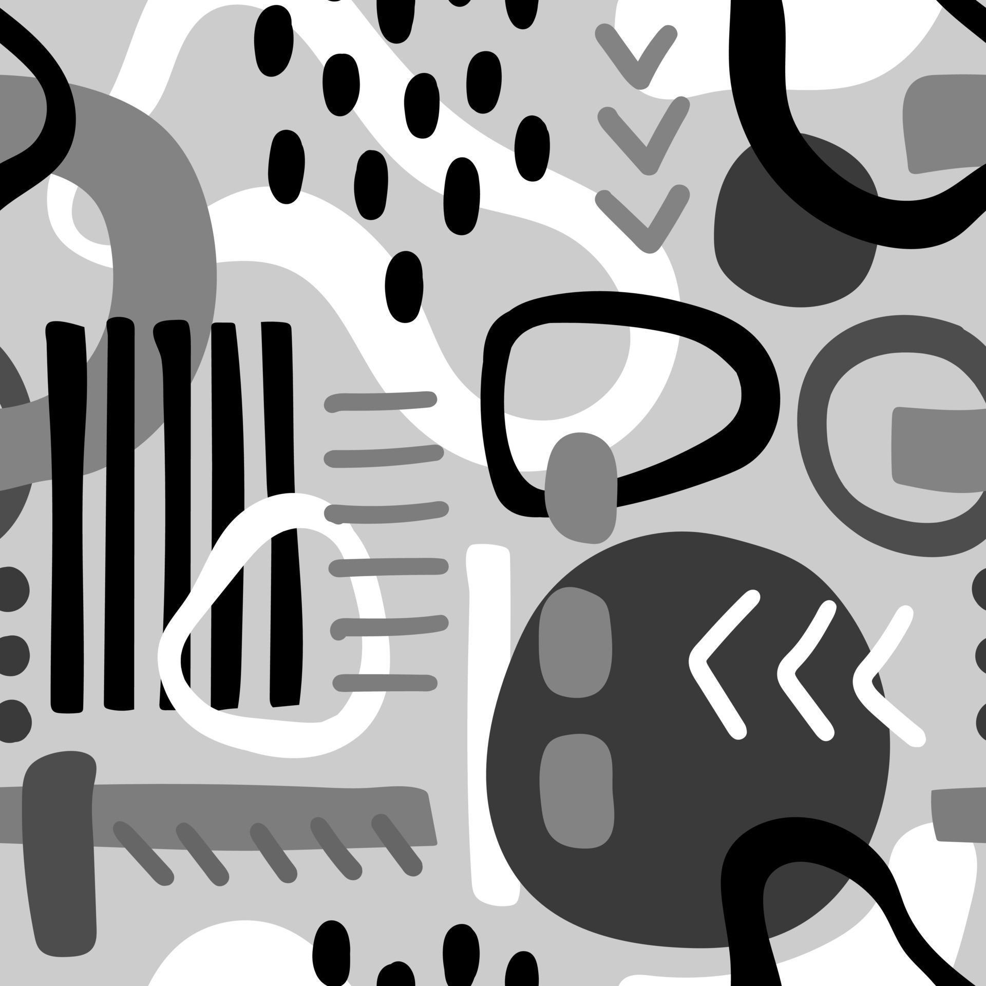 BLACK AND WHITE SEAMLESS VECTOR BACKGROUND WITH ABSTRACT ELEMENTS ...
