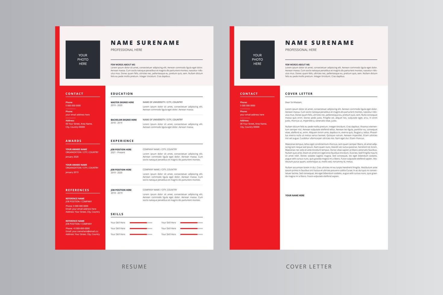 Professional Resume and Cover Letter Template. Pro Vector 6298594 ...