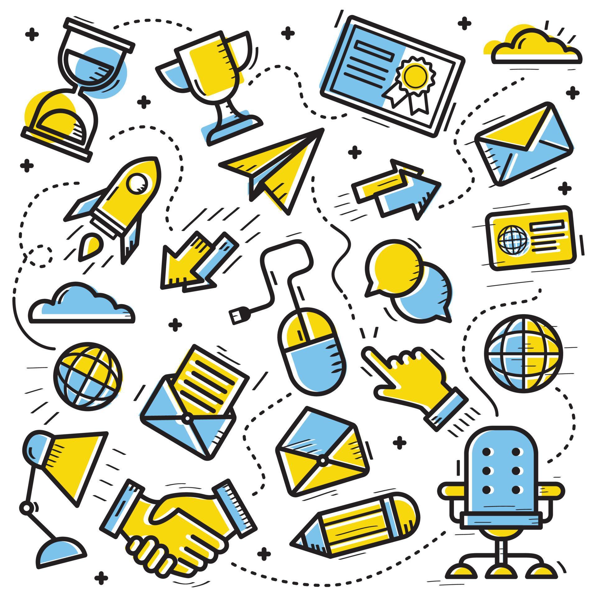 Business Concept Doodle Seamless Pattern Design Template. Vector ...