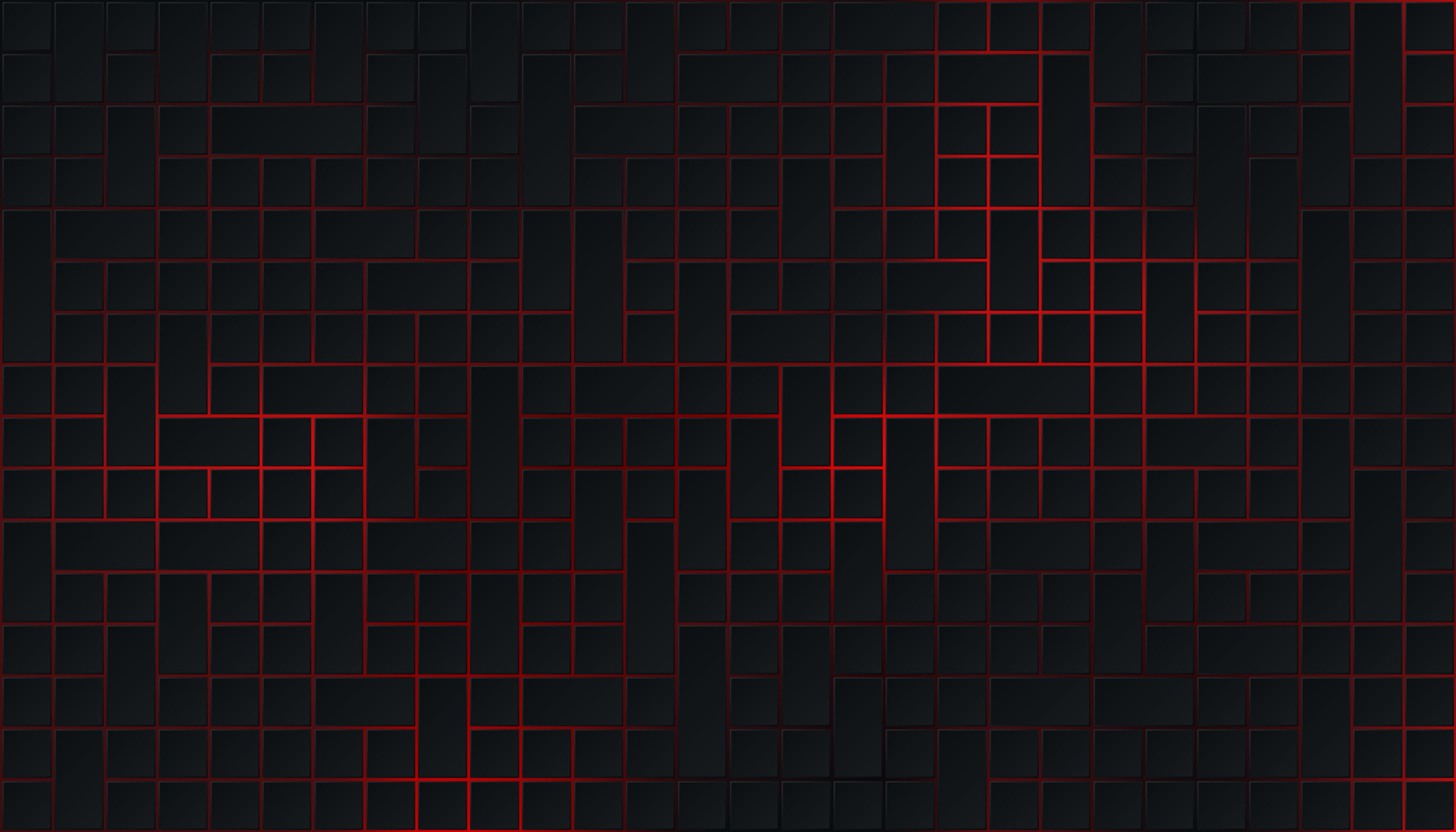 Dark black square pattern on glowing red neon abstract background in technology style. Modern ...