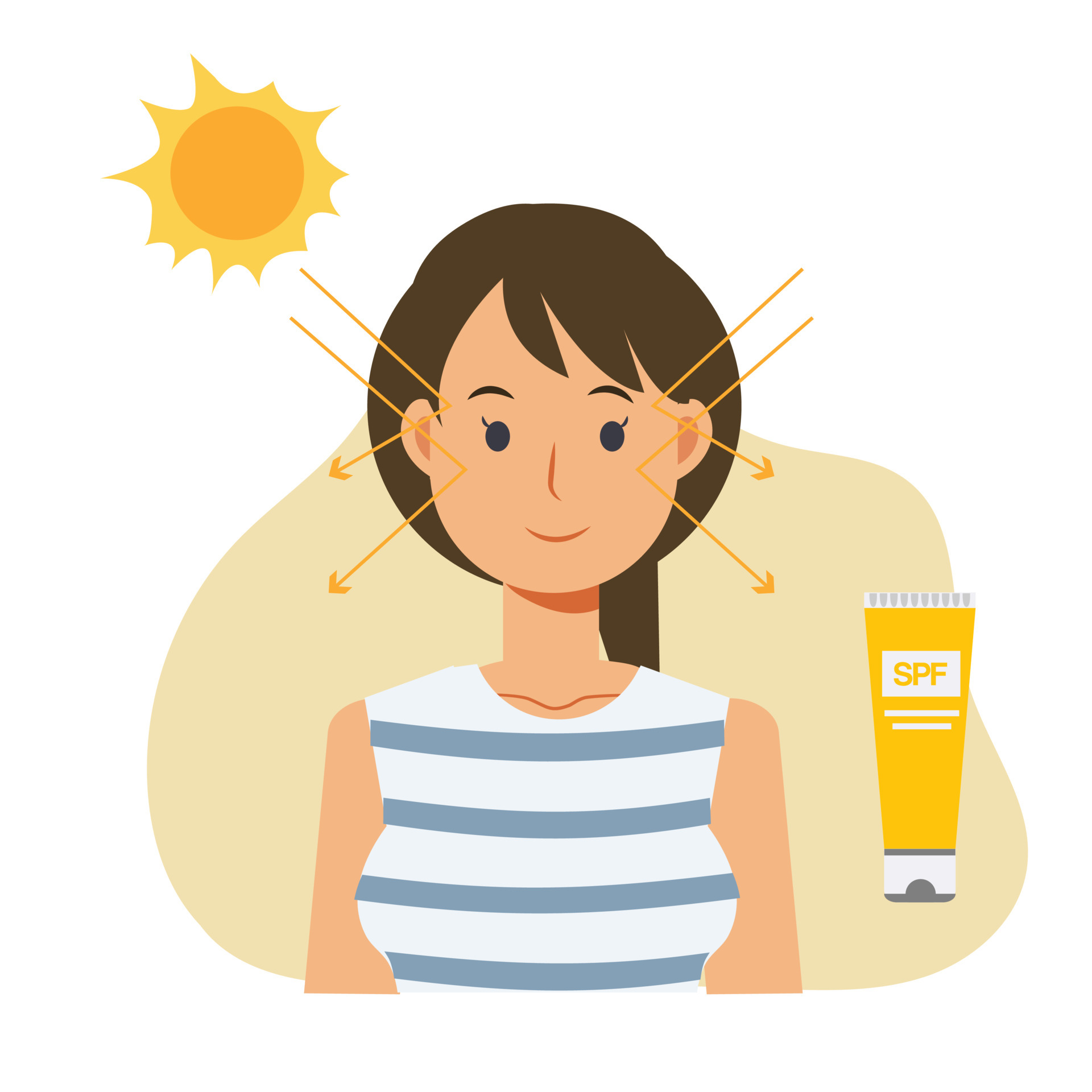 Skin Care Concept Sun Protection Happy Woman Using Sunblock Avoid From