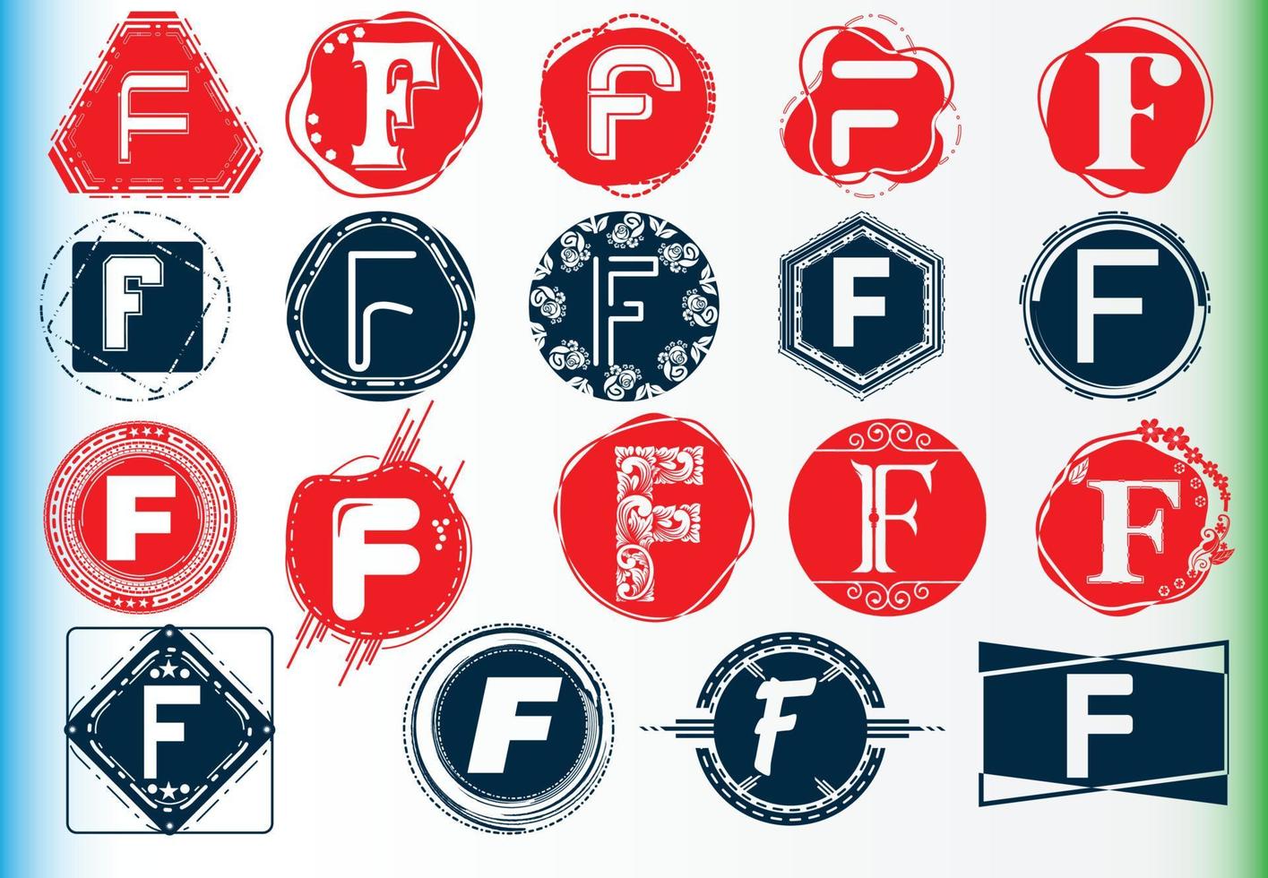 Creative F letter logo and icon design template bundle 6316533 Vector ...