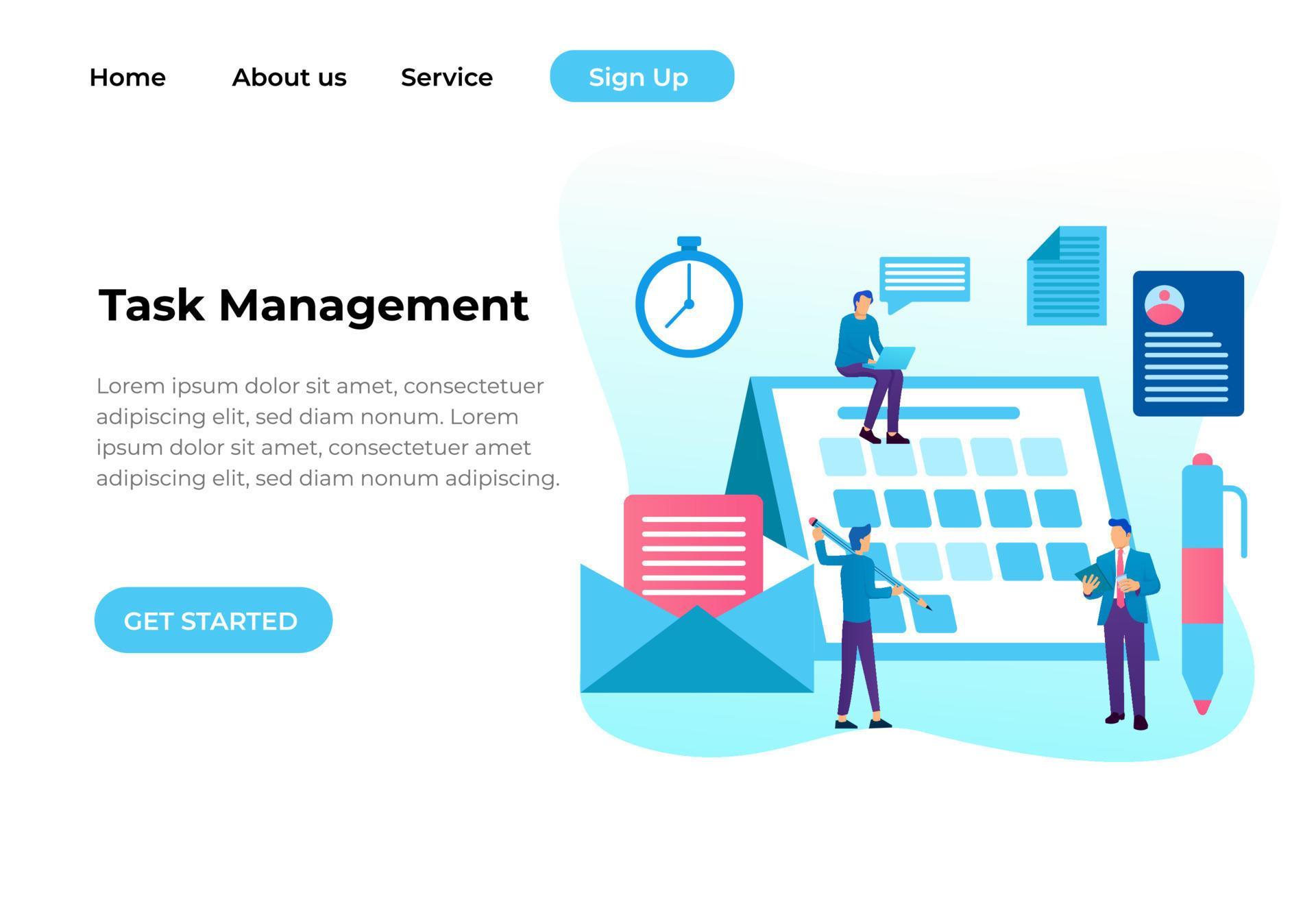 Effective time management symbols flat elements set with tasks planning ...