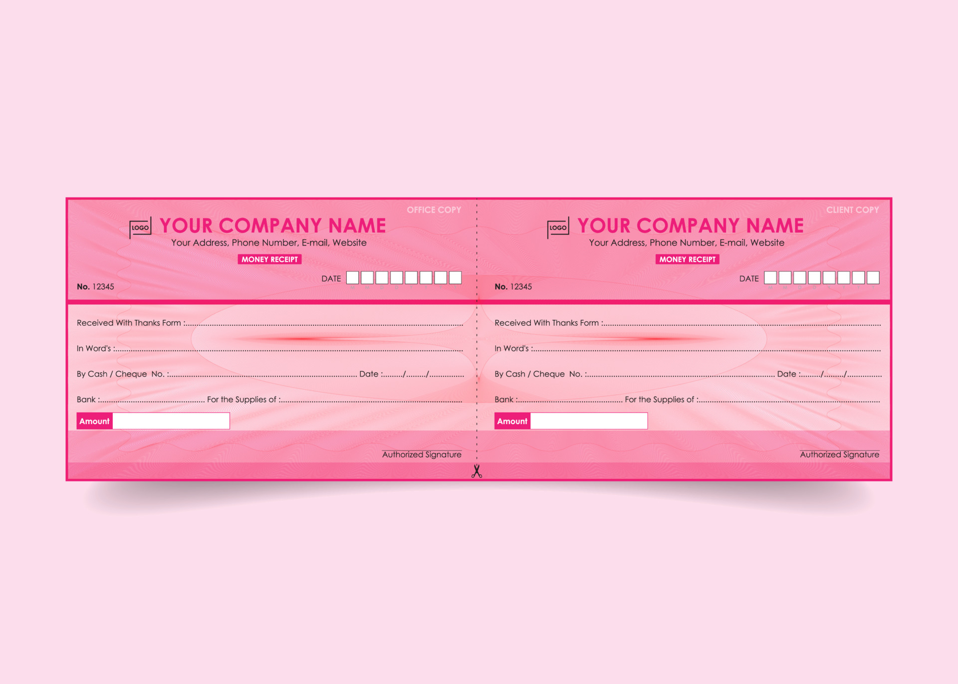 Money receipt template invoice cheque design with security line ... Money receipt template invoice cheque design with security line ...