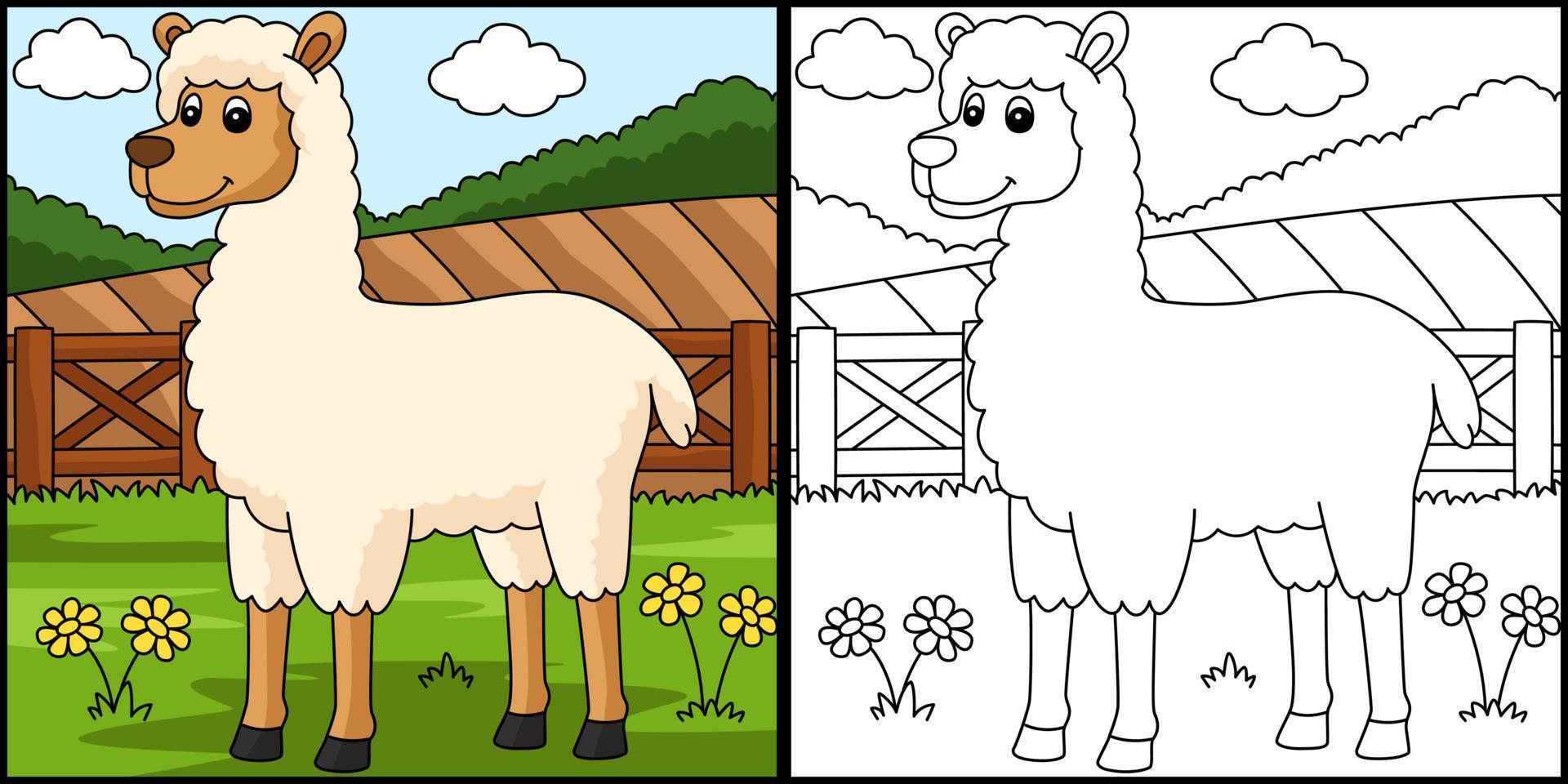 llama para colorear página color ilustración 6325874 Vector en Vecteezy