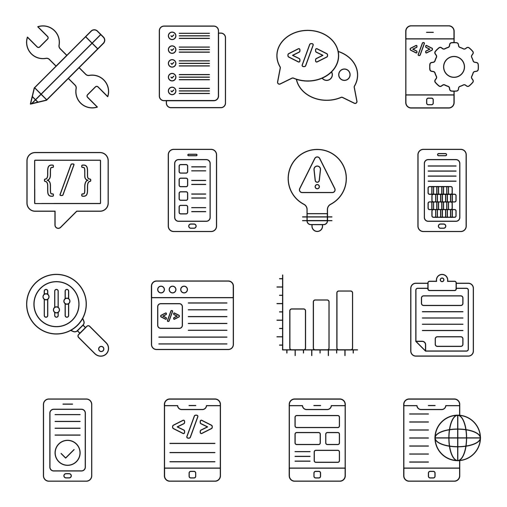 Pack of Mobile App Development Icons 6327340 Vector Art at Vecteezy